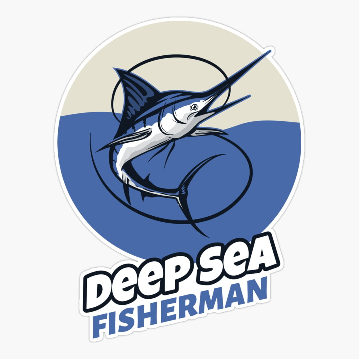 Maneki Deep Sea Isherman With Marlin Er, Phone Decal Water Bottle ...