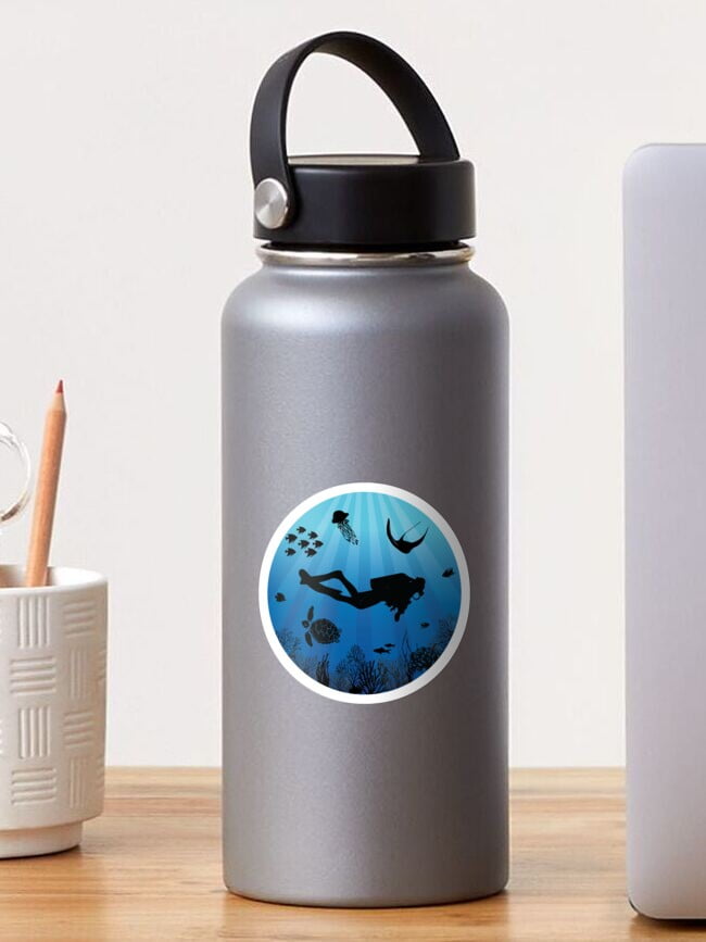 Maneki Deep Water Diver Sea Life Sticker, Phone Decal Water Bottle ...