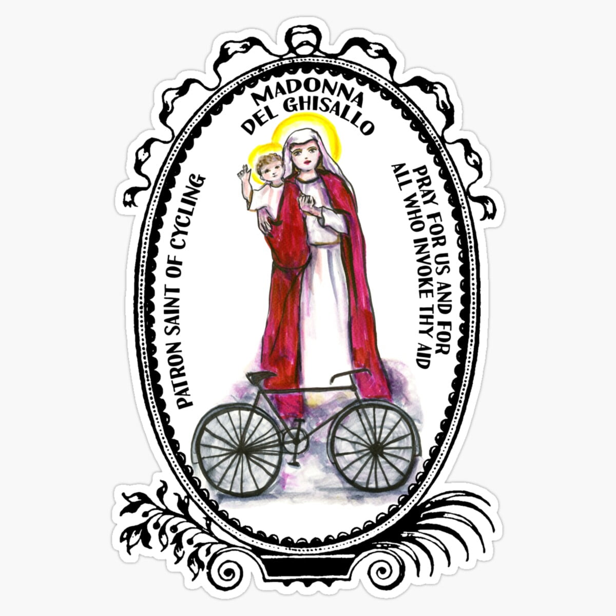 Maneki Del Ghisallo Patron Saint Of Cycling Er, Phone Decal Water ...