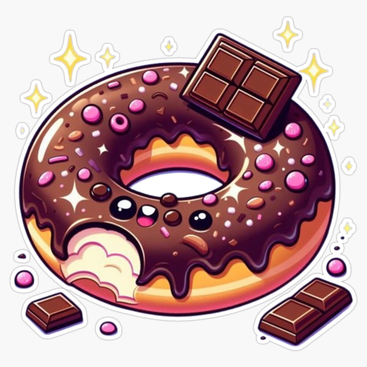 Maneki Delicious Chocolate Doughnut Er, Phone Decal Water Bottle ...