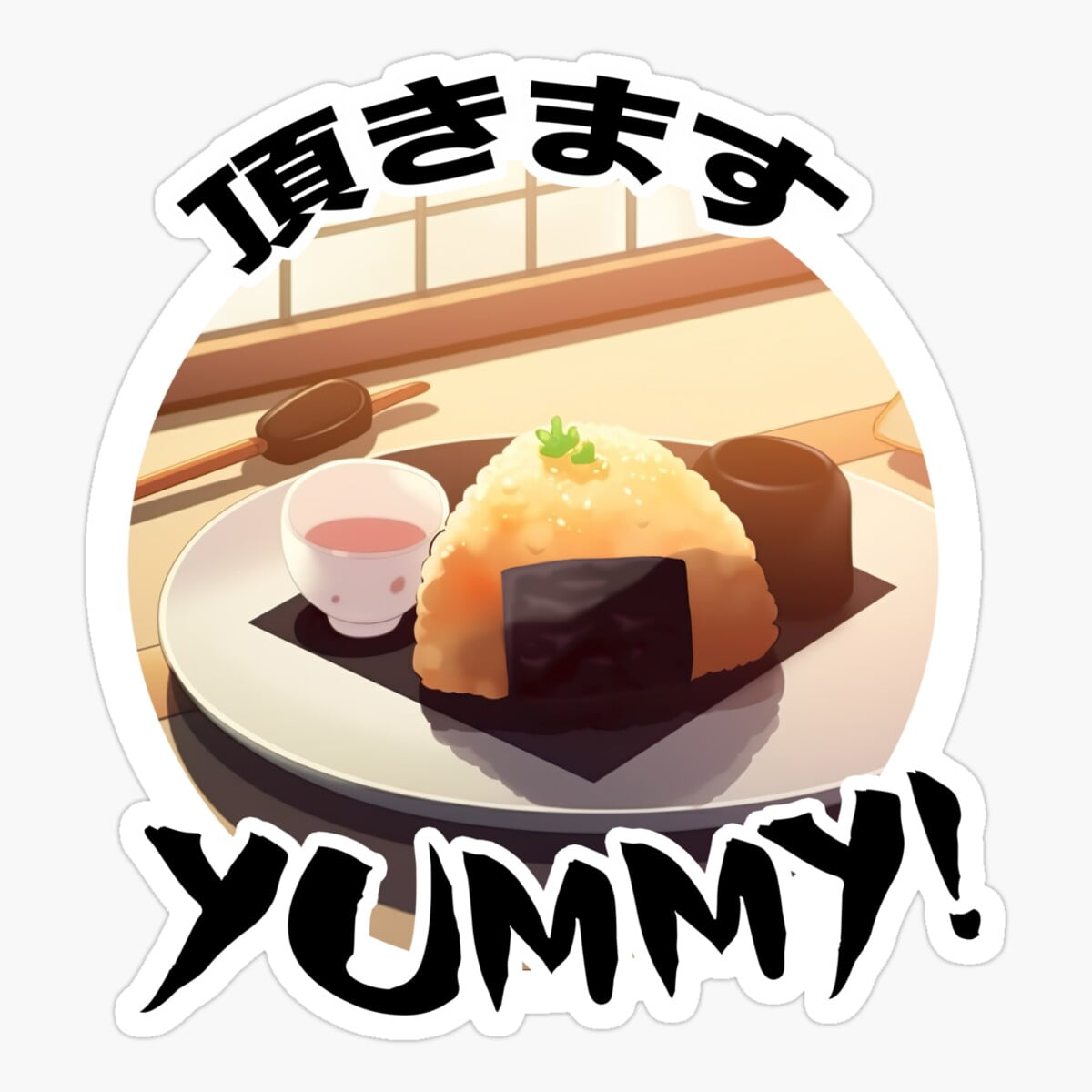 Maneki Delicous Japanese Ood Onigiri – Anime Sticker Sticker, Phone ...