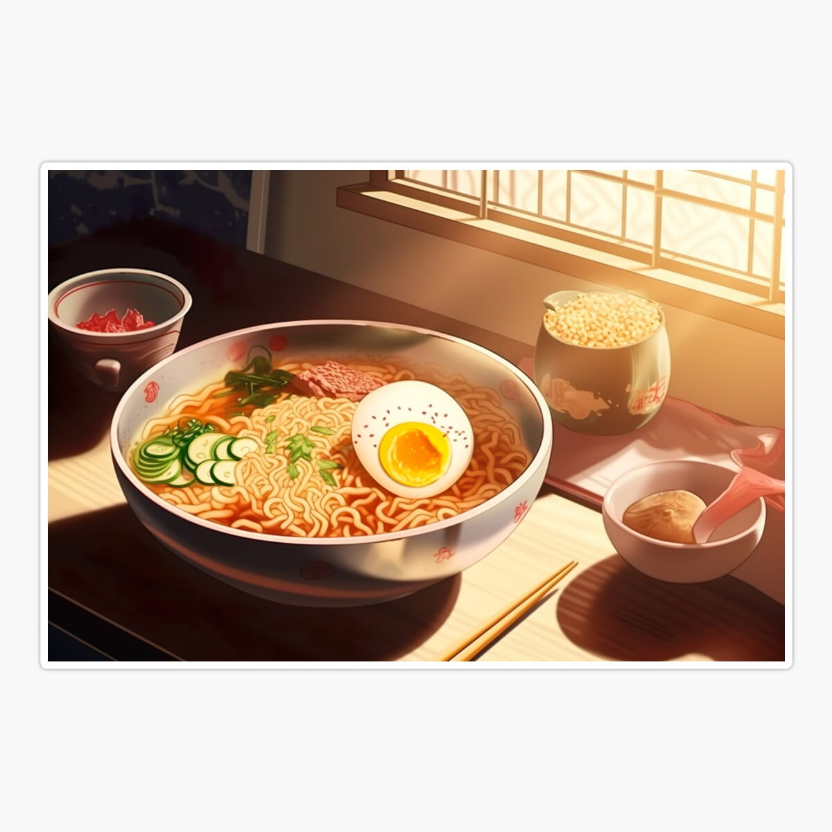 Maneki Delicous Japanese Ood Ramen Noodles - Anime Wallpaper Sticker ...