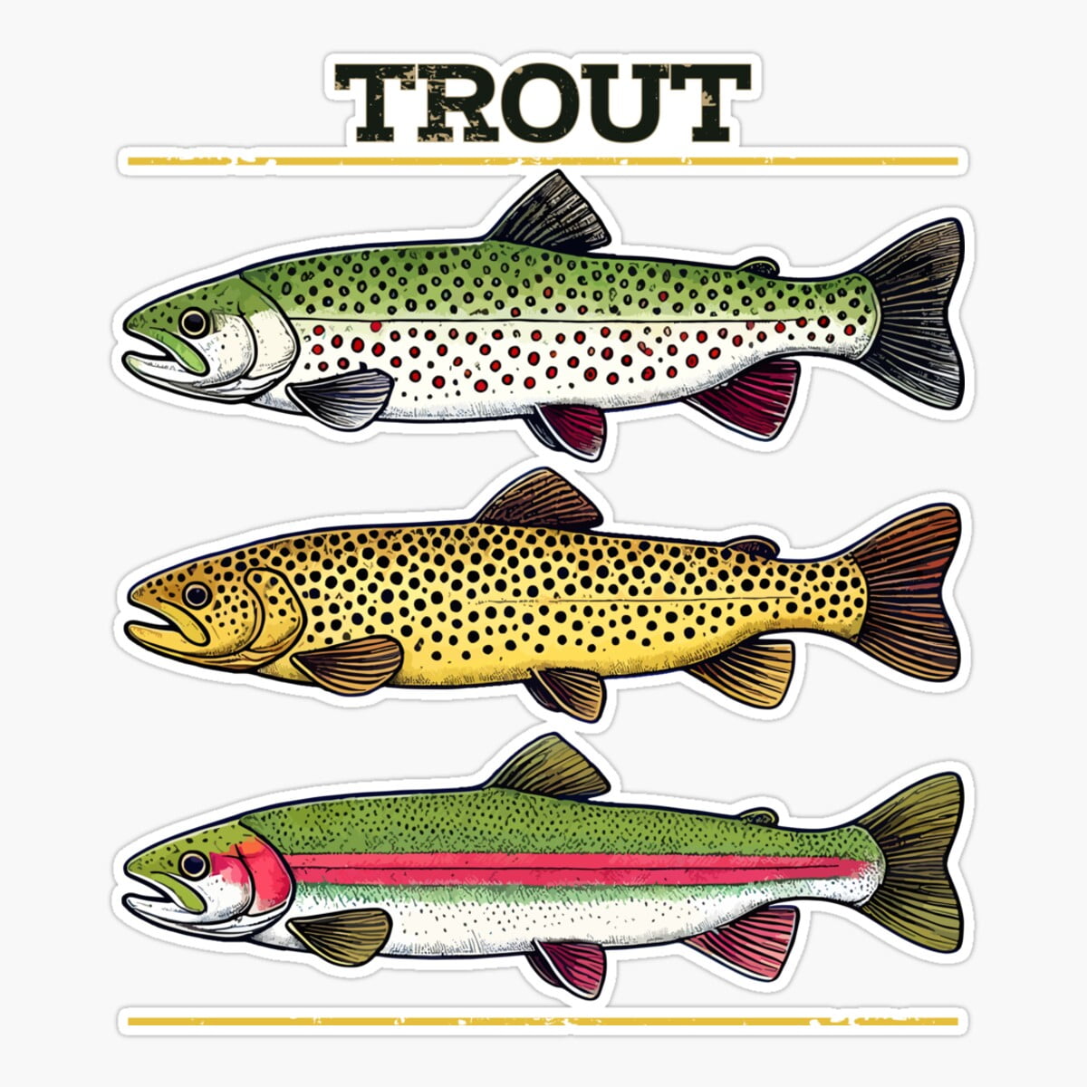 Maneki Detailed Trout Illustration - Perect Git Or Ishermen, Trout Ish ...