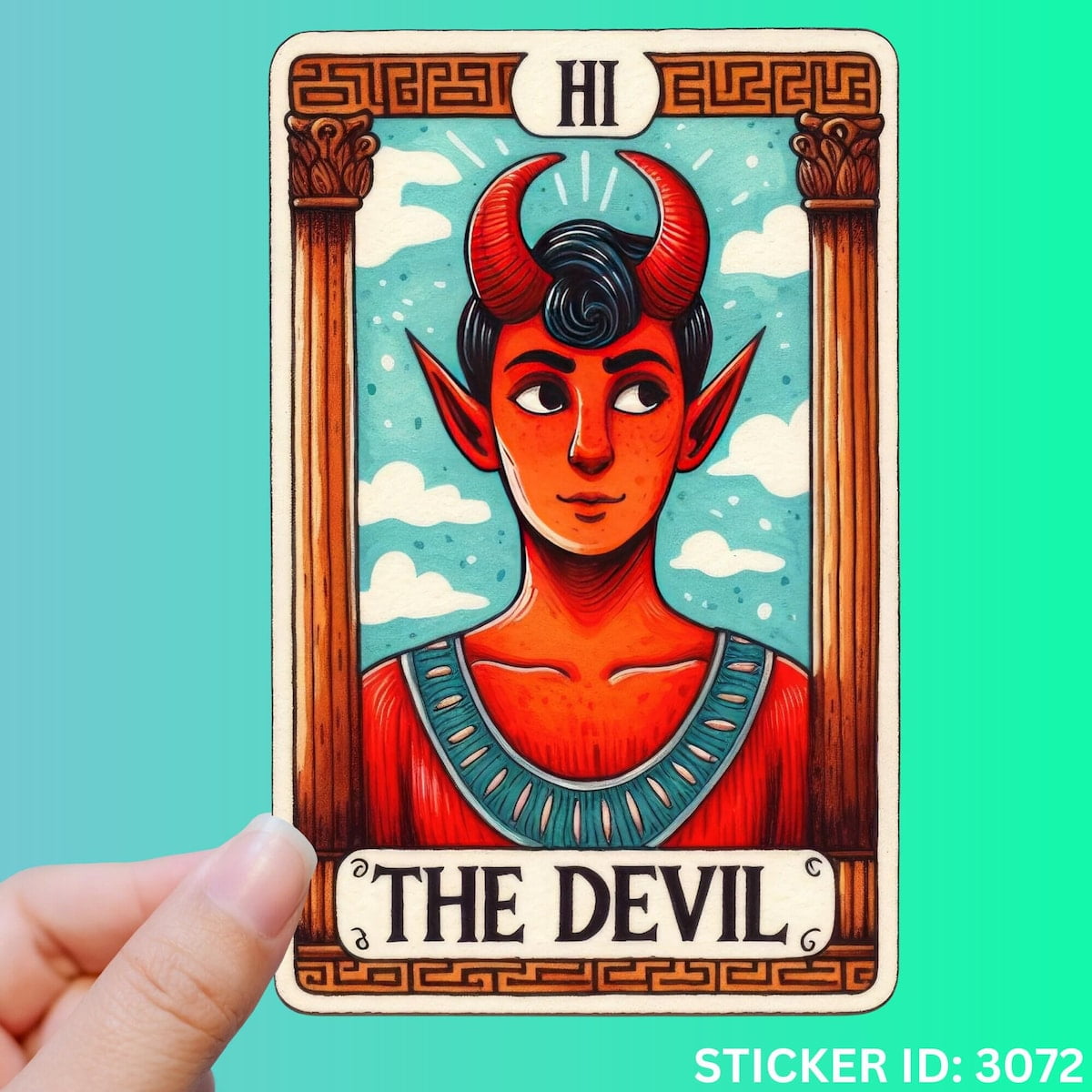 Maneki The Devil Tarot Card Sticker, Stickers, Fantasy Sticker, Horror ...