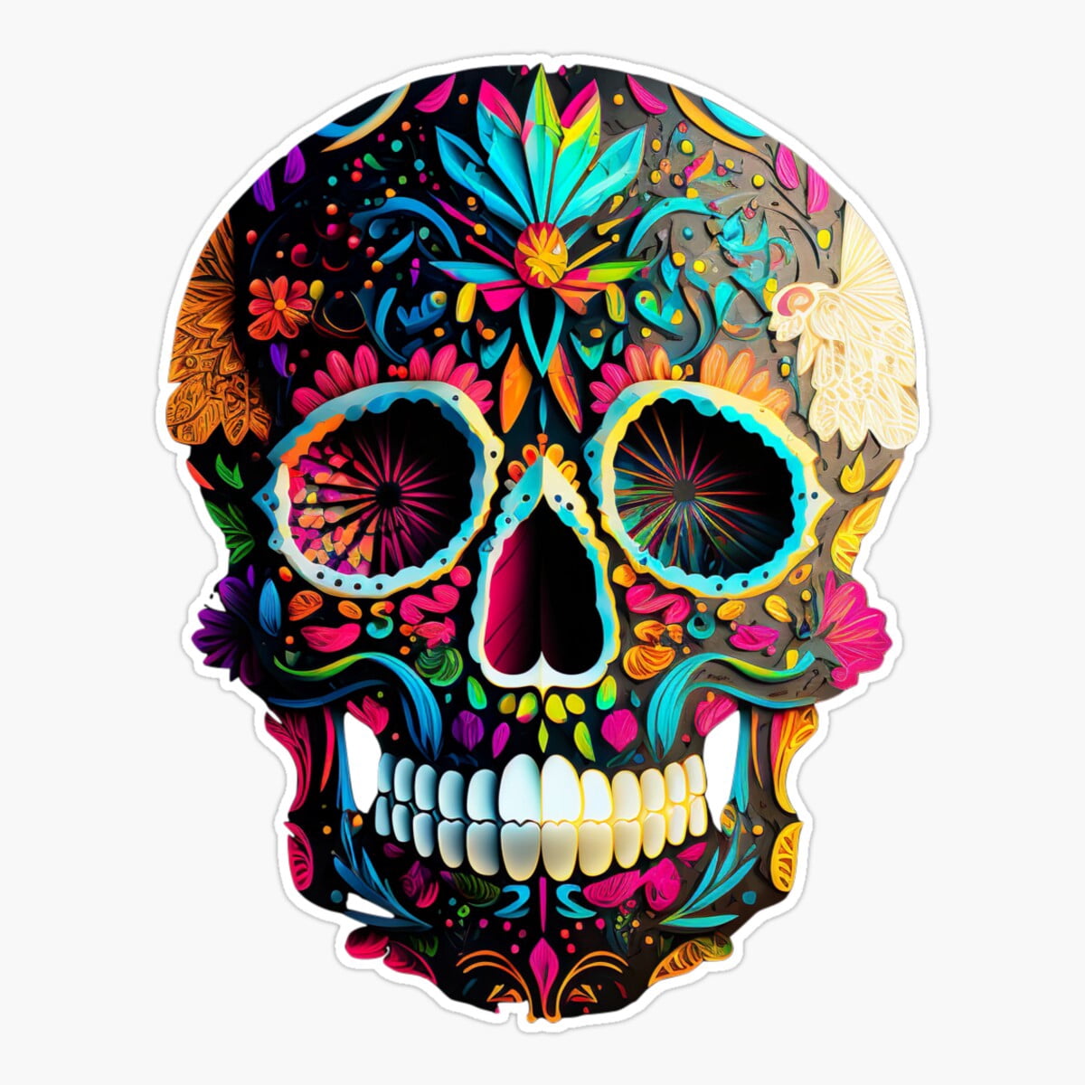 Maneki Dia De Los Muertos - Design 22 Sticker, Phone Decal Water Bottle ...