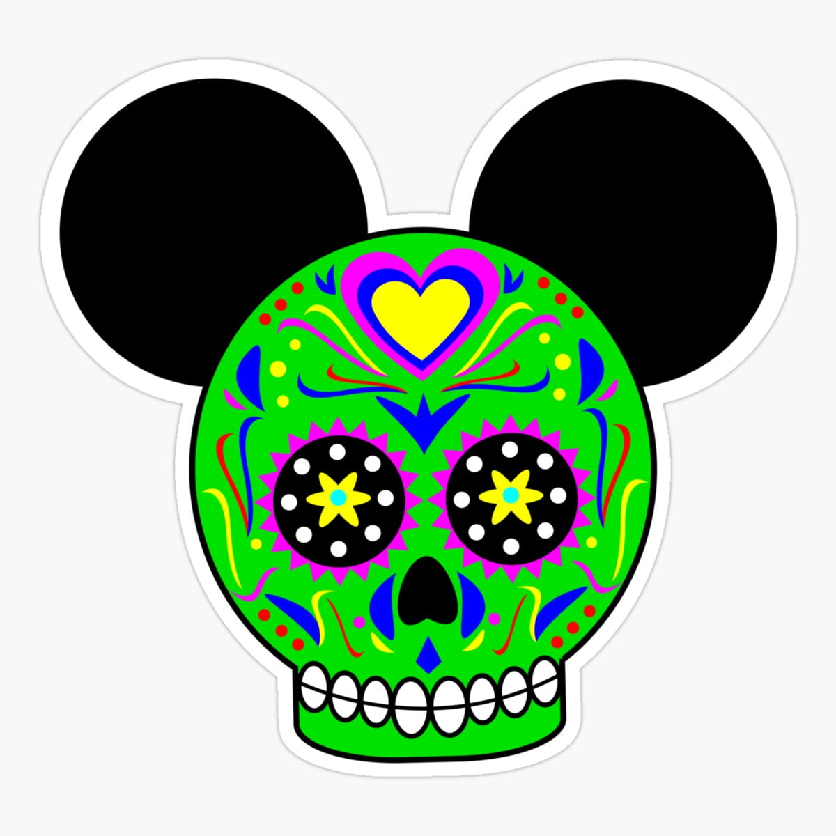 Maneki Dia De Los Muertos Ears (Green) Sticker, Phone Decal Water ...