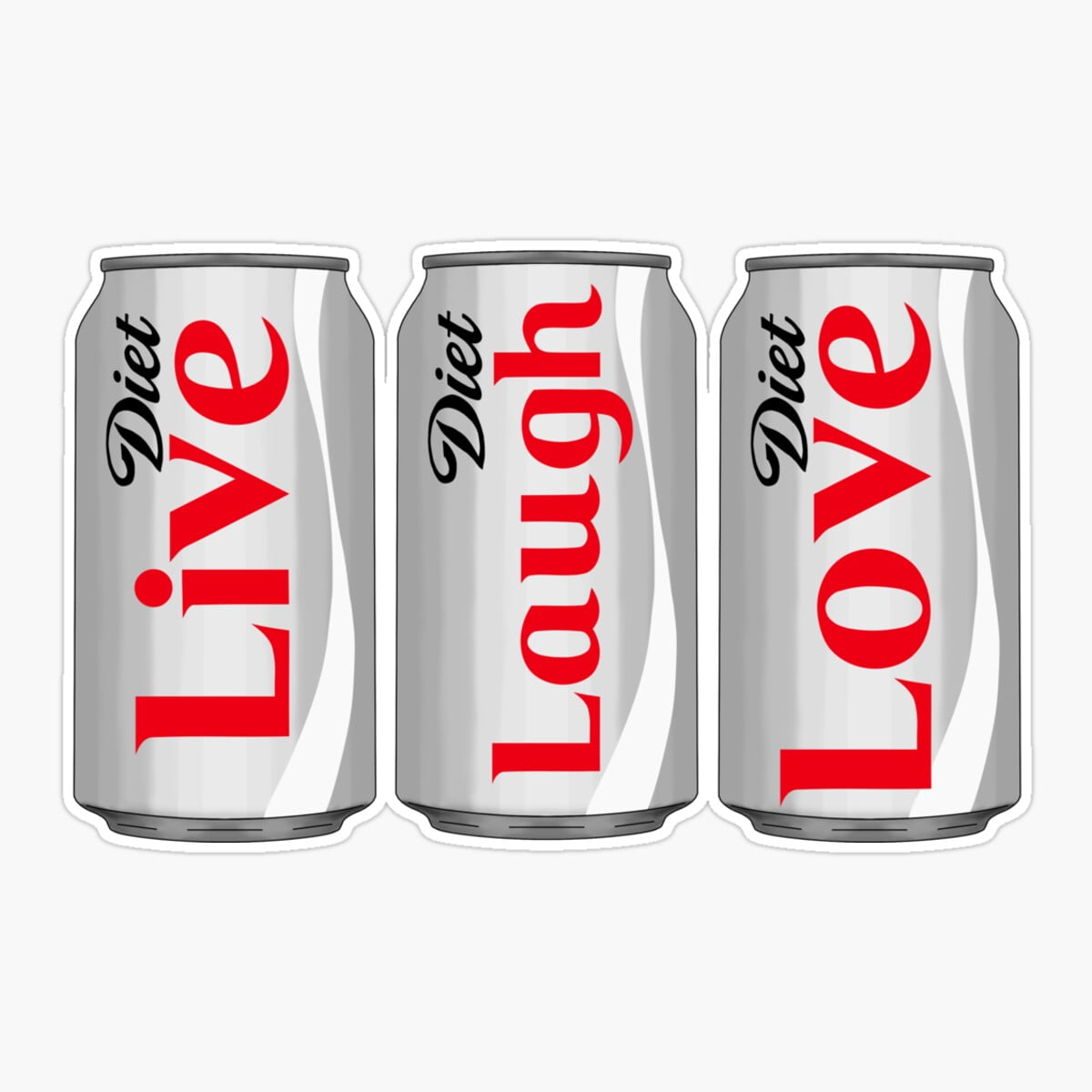 Maneki Diet Coke Live Laugh Love Er, Phone Decal Water Bottle Stickers ...