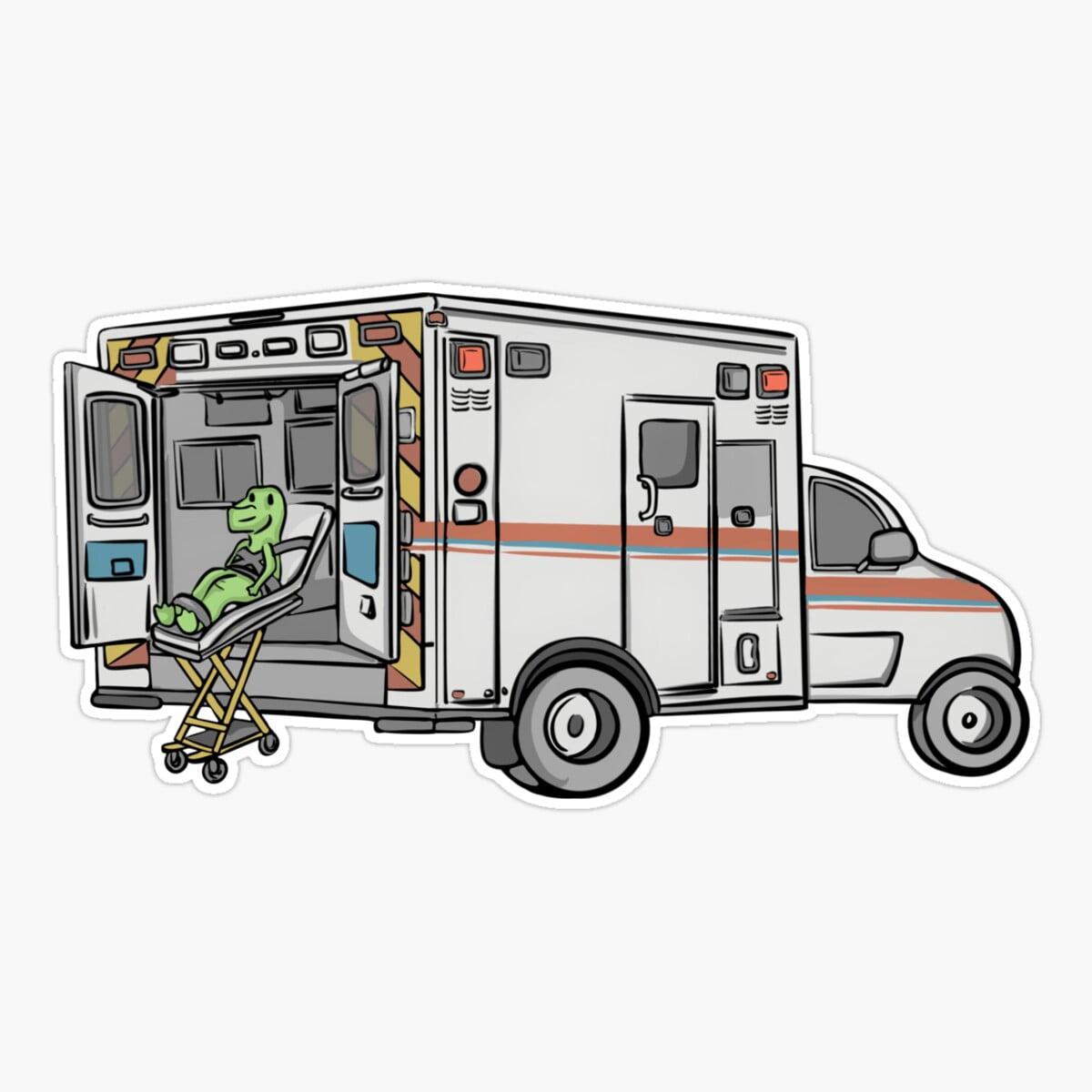 Maneki Dino In An Ambulance Er, Phone Decal Water Bottle Stickers Car ...