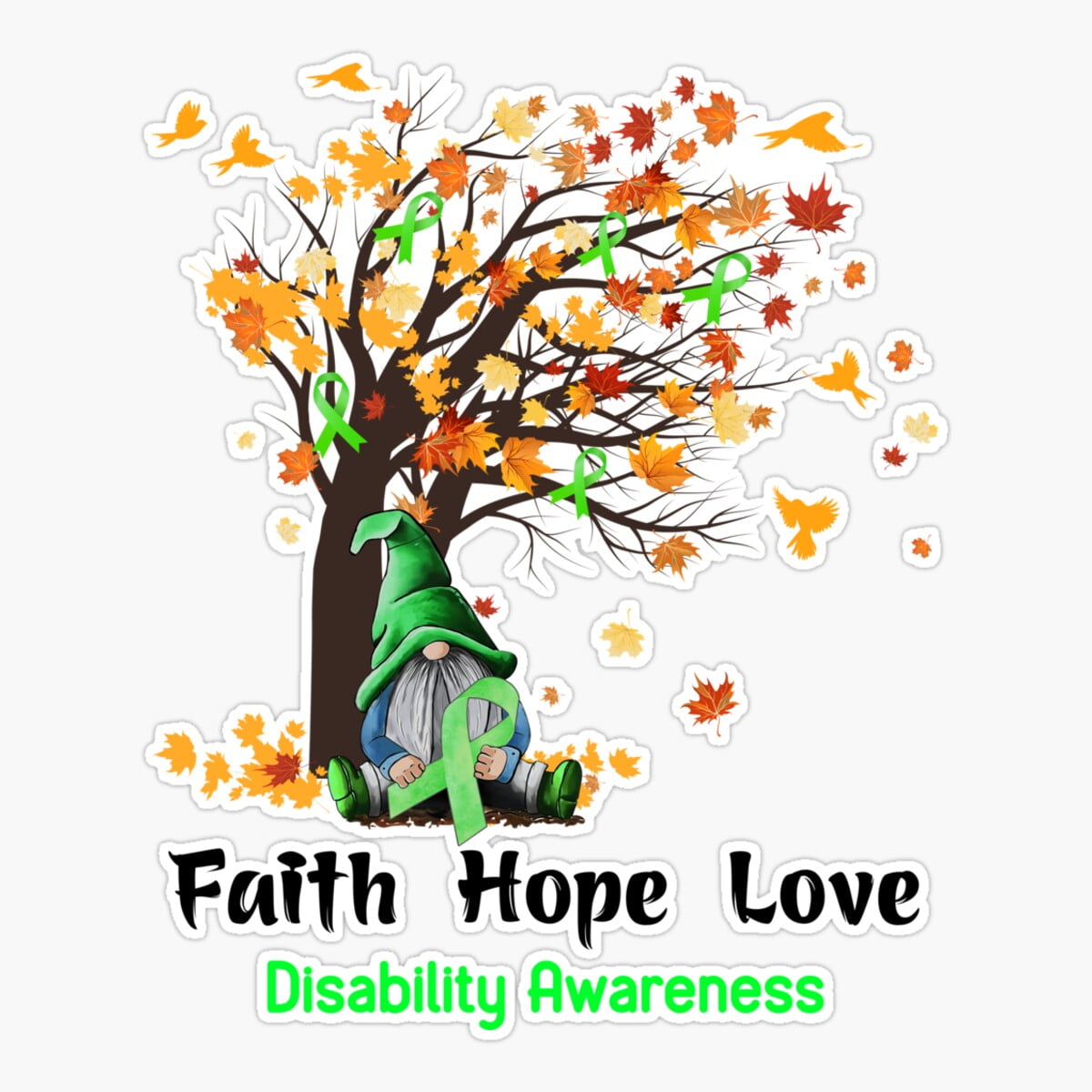 Maneki Disability Awareness Faith Hope Love Er, Phone Decal Water ...
