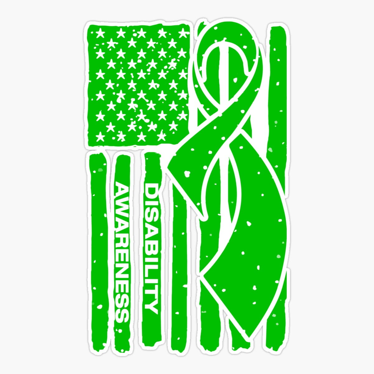 Maneki Disability Awareness Ribbon American Flag Er, Phone Decal Water ...