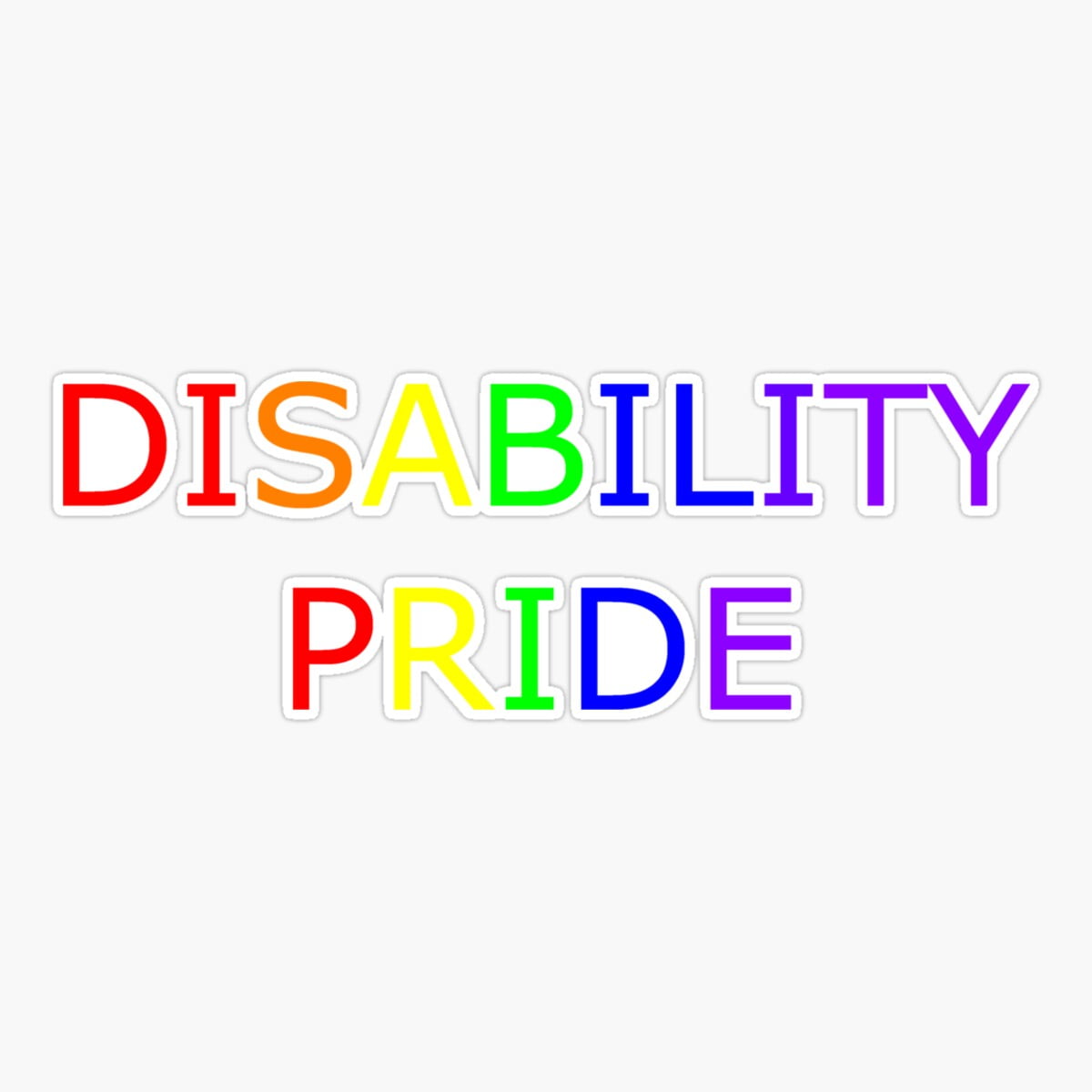 Maneki Disability Pride: Rainbow Text Er, Phone Decal Water Bottle ...