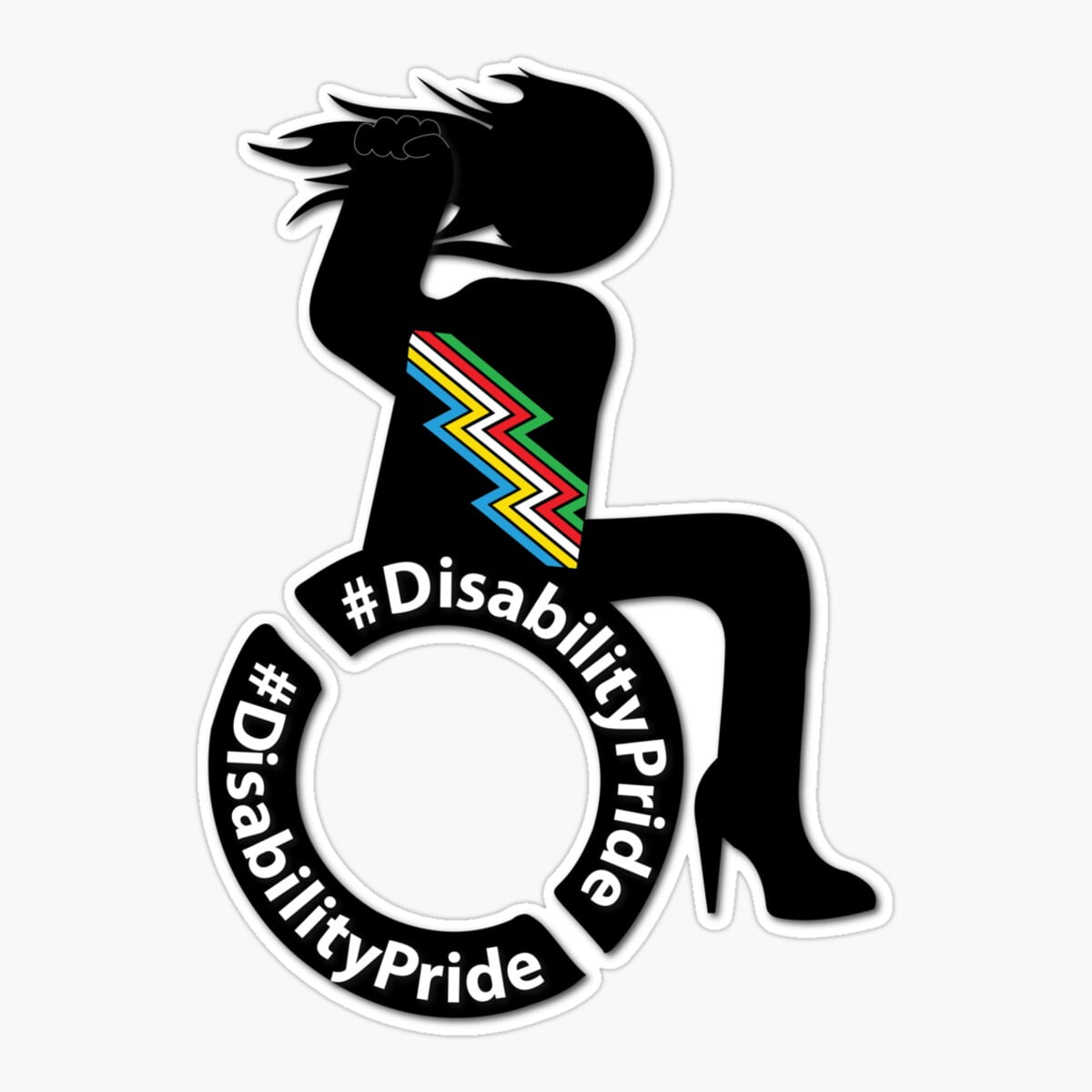 Maneki Disability Pride! (With Flowing Hair & Heel) Er, Phone Decal ...