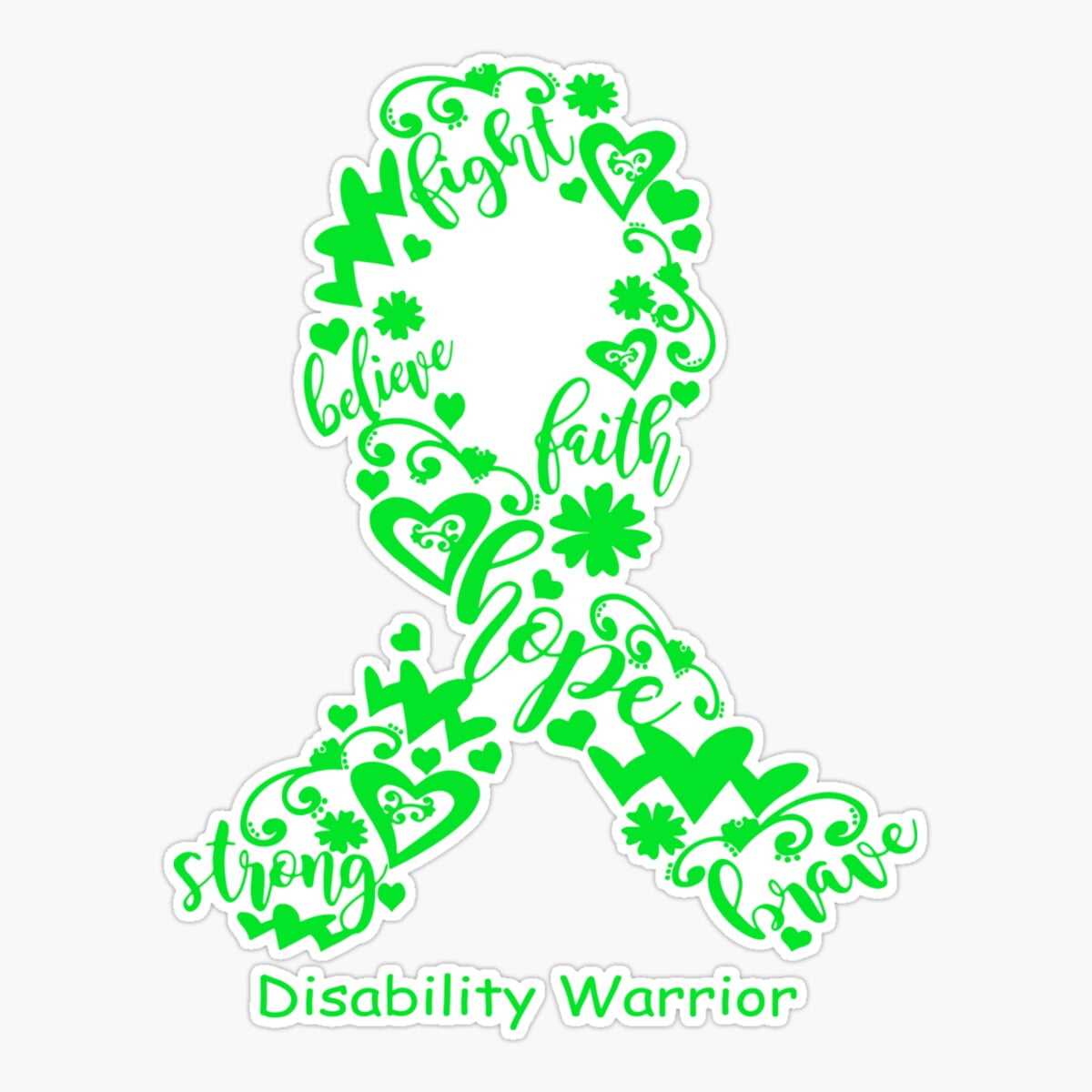 Maneki Disability Warrior - Disability Ribbon Strong Hope Believe Fight ...