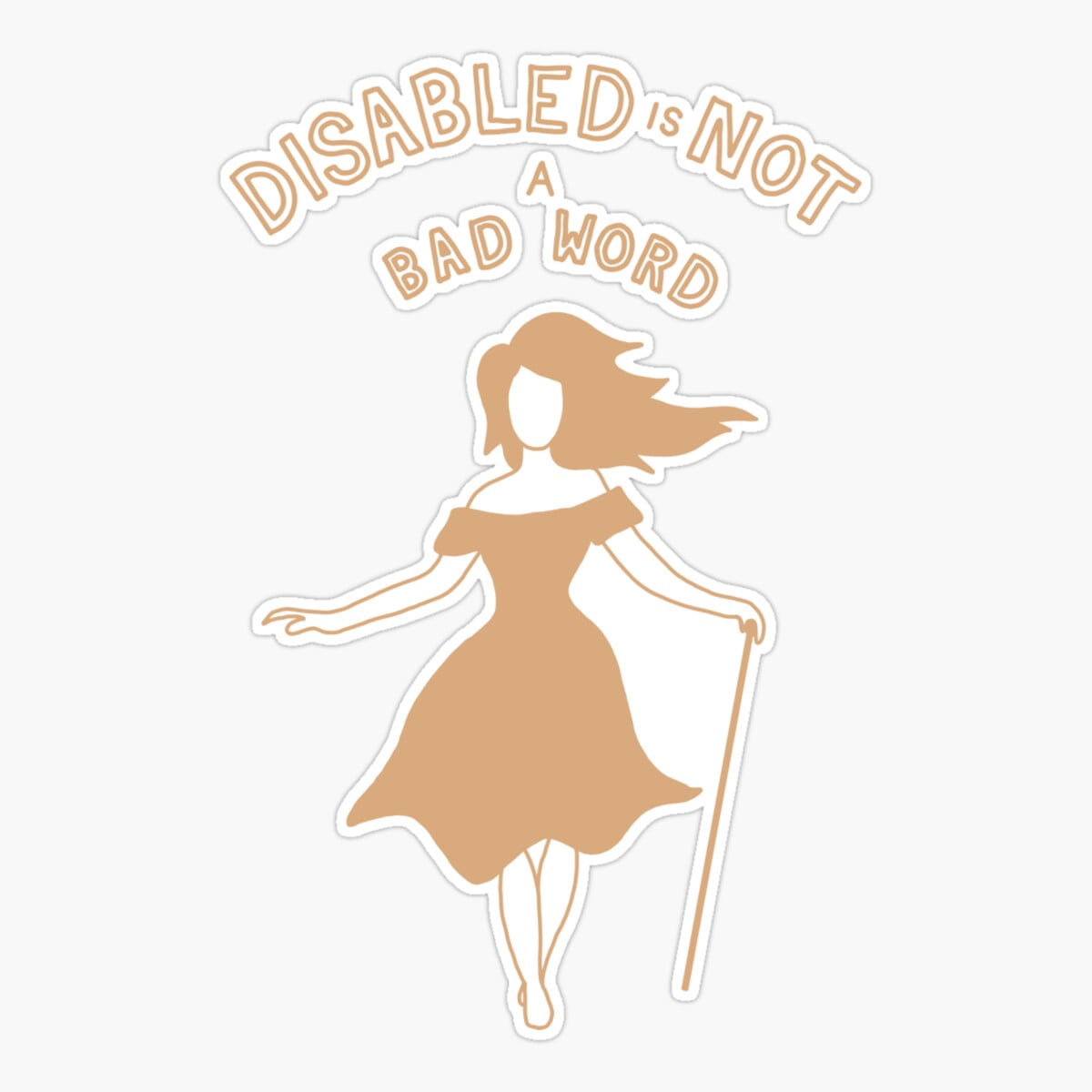 Maneki Disabled Is Not A Bad Word (Tan) Er, Phone Decal Water Bottle ...