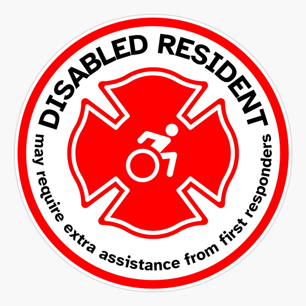 Maneki Disabled Resident Home Safety Decal (Circle Version) Er, Phone ...