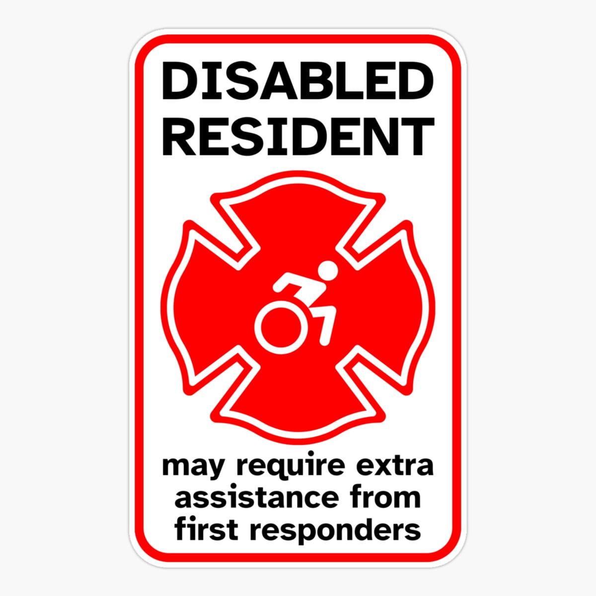Maneki Disabled Resident Home Safety Decal (Rectangle Version) Er ...