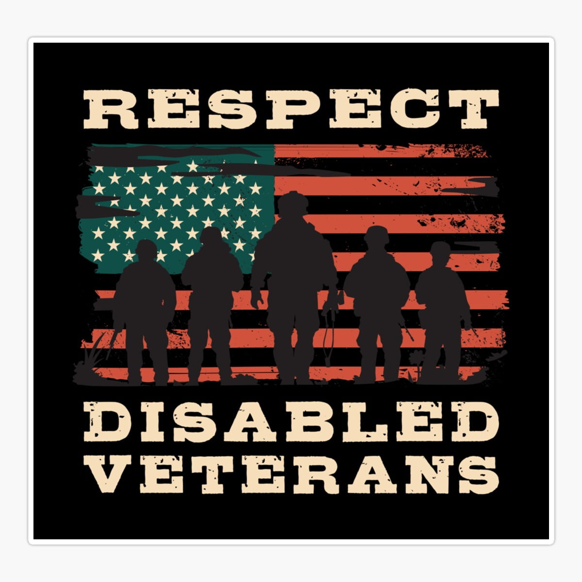 Maneki Disabled Veterans Respect Er, Phone Decal Water Bottle Stickers ...