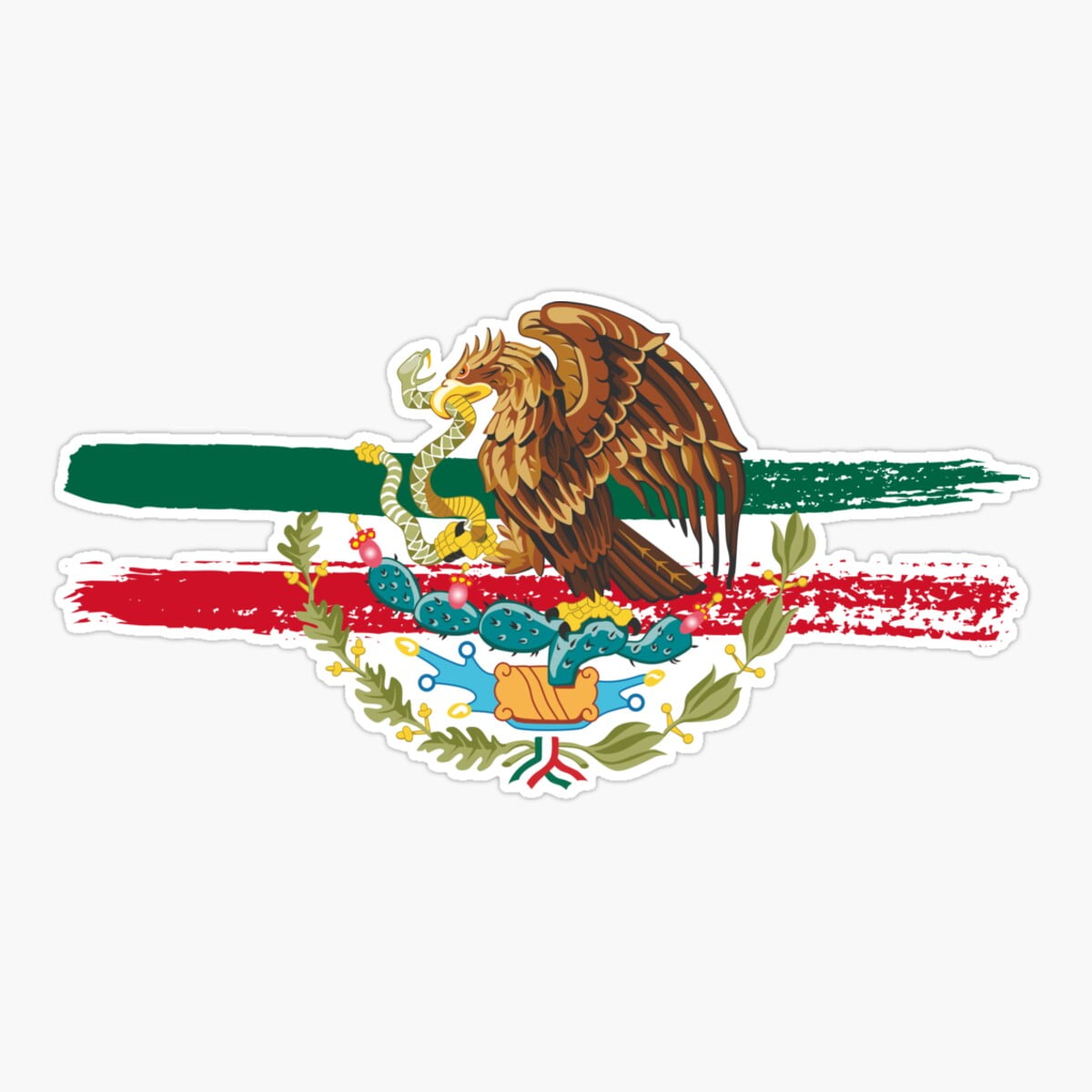 Maneki Distressed Lag And Coat O Arms O Mexico Sticker, Phone Decal ...