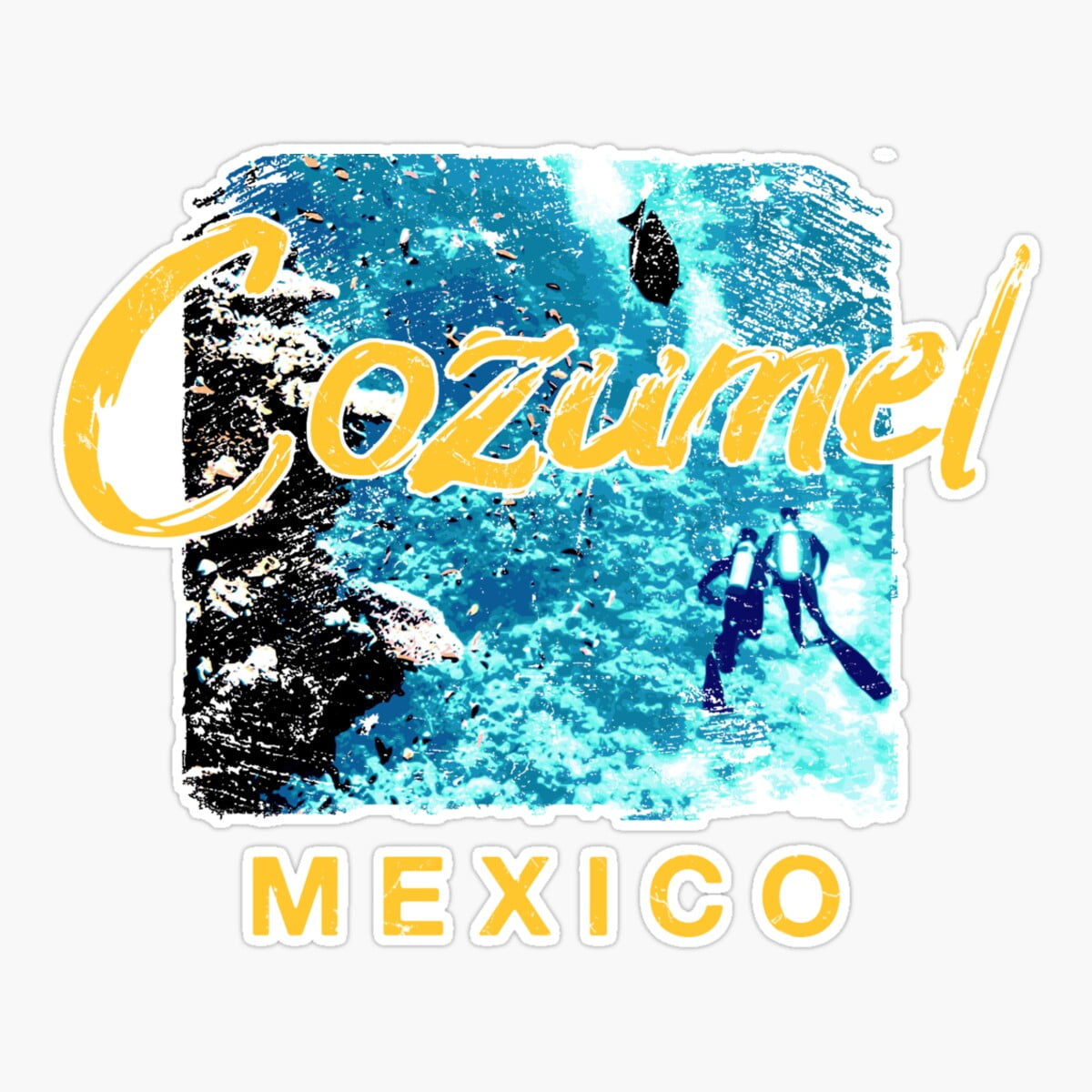Maneki Dive Cozumel Mexico Scuba Diving Sticker, Phone Decal Water ...