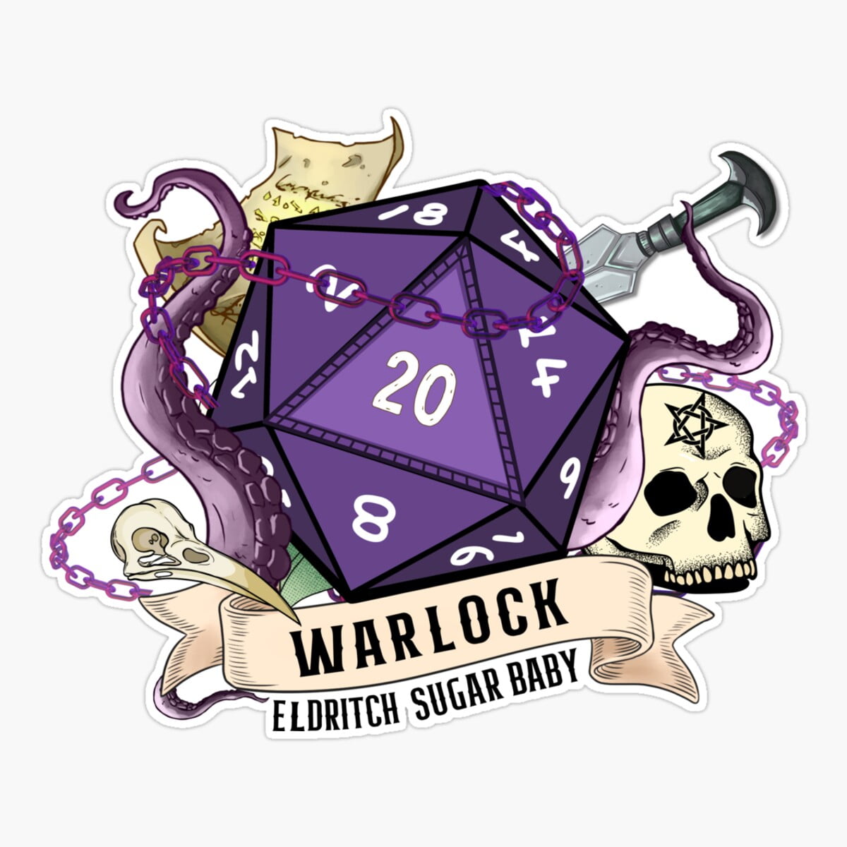 Maneki Dnd Warlock D20 Dice, Eldritch Sugar Baby: Skull, Dagger ...
