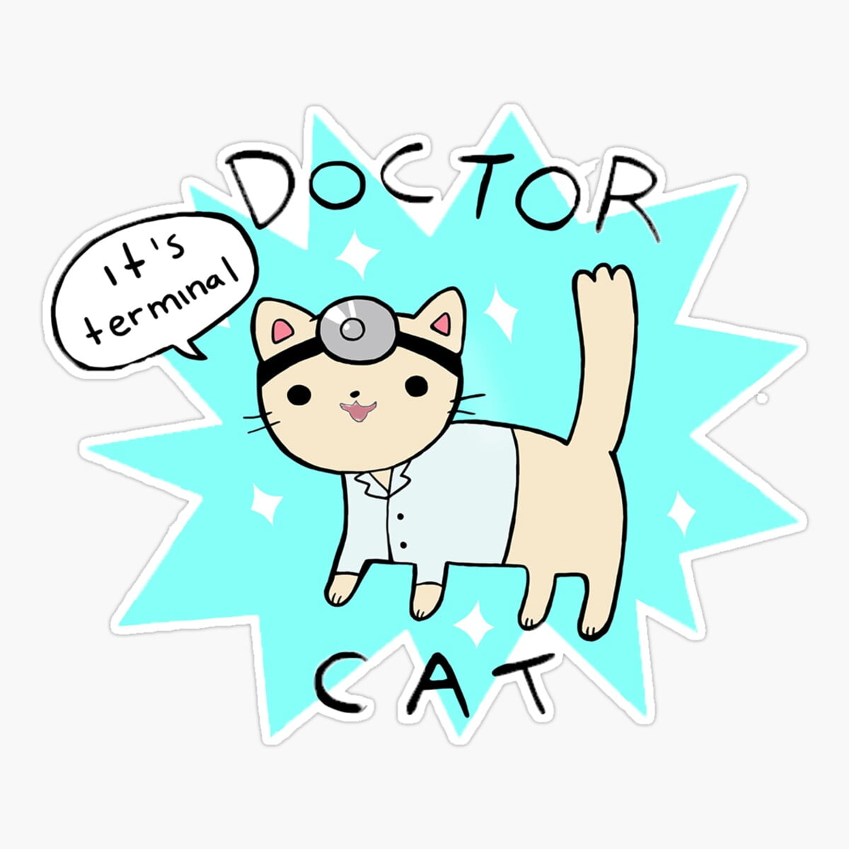Maneki Doctor Cat It'S Terminal Sticker, Phone Decal Water Bottle ...
