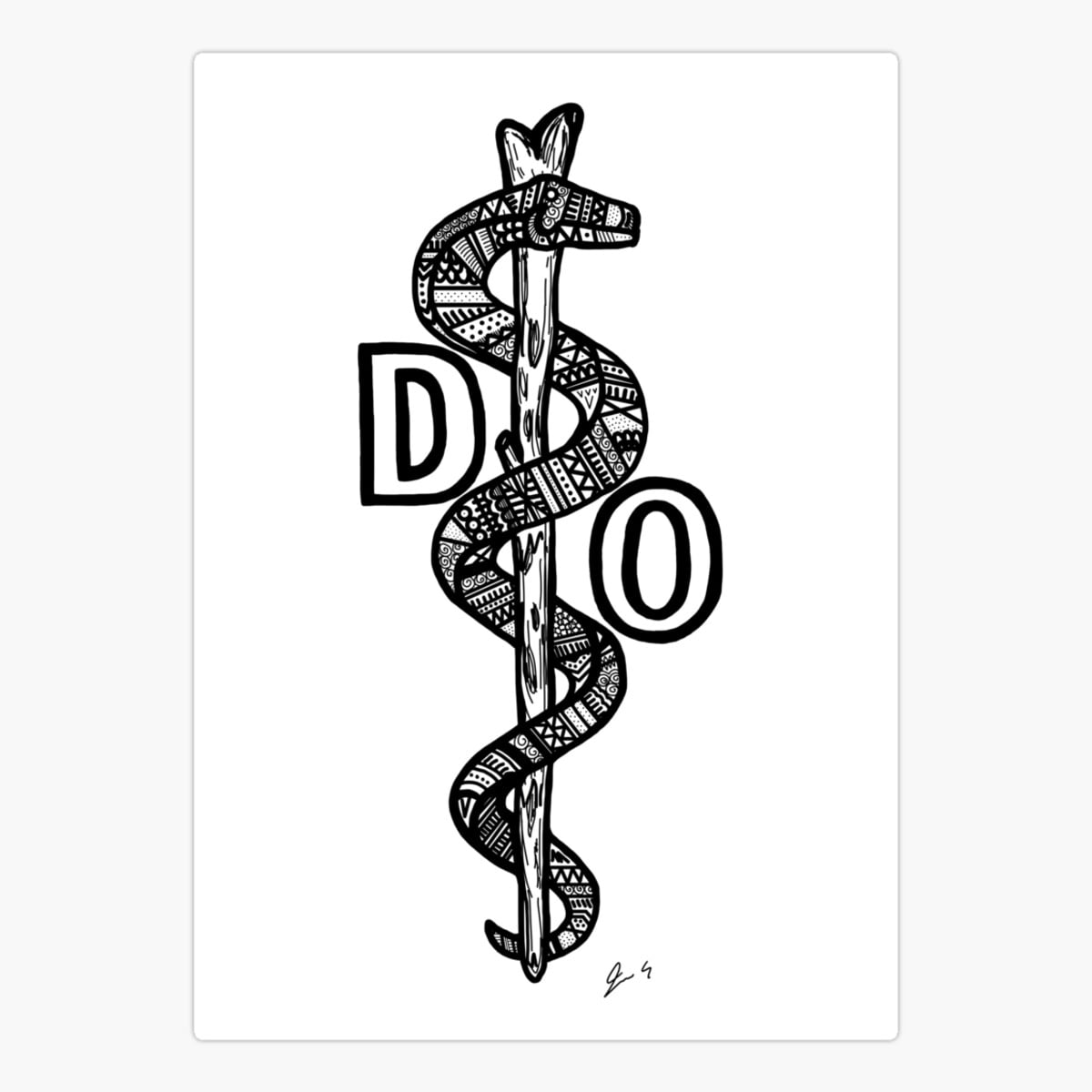 Maneki Doctor Of Osteopathy Simple Asclepius Staff (Hollow Do Letters ...