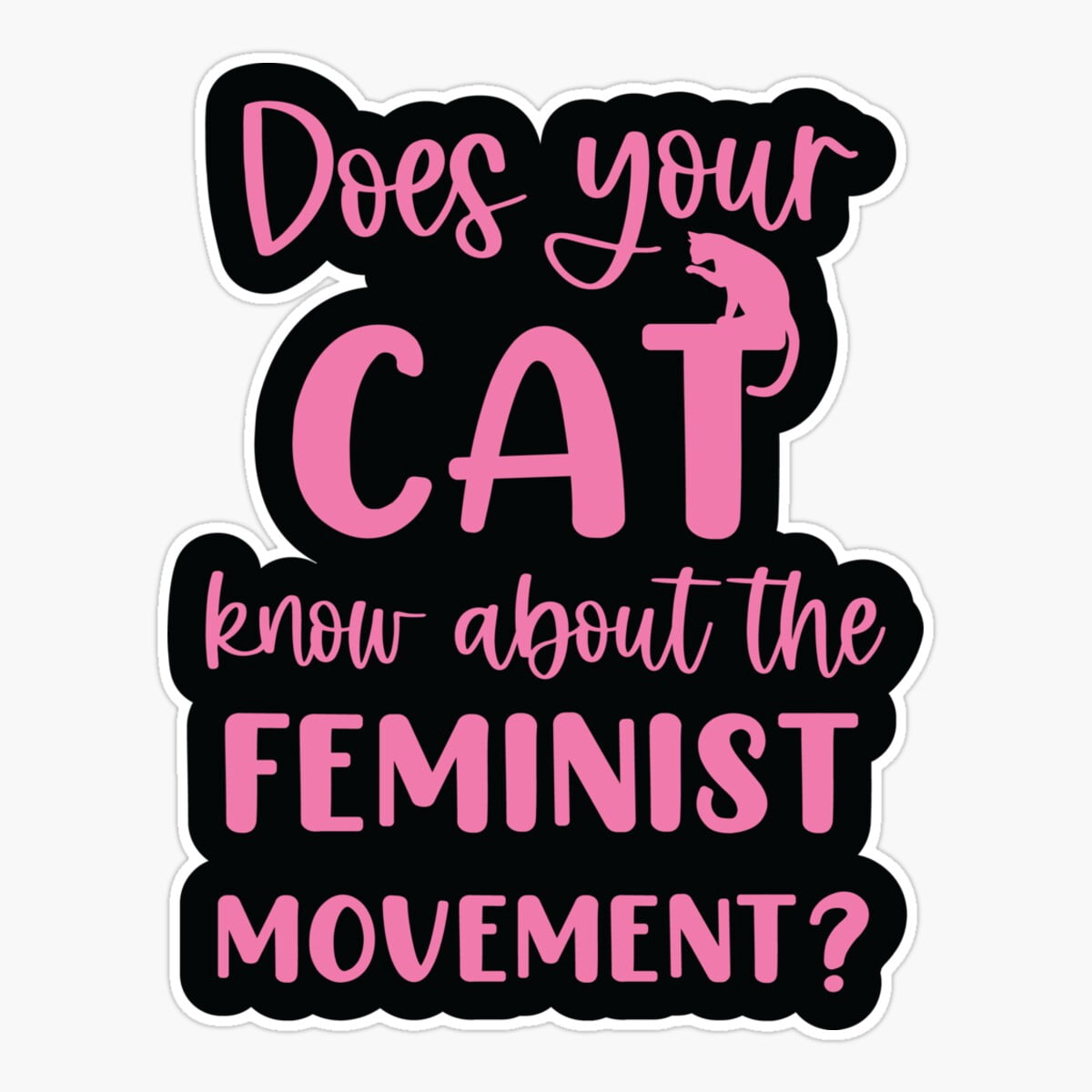 Maneki Does Your Cat Know About The Eminist Movement Git Sticker, Phone ...
