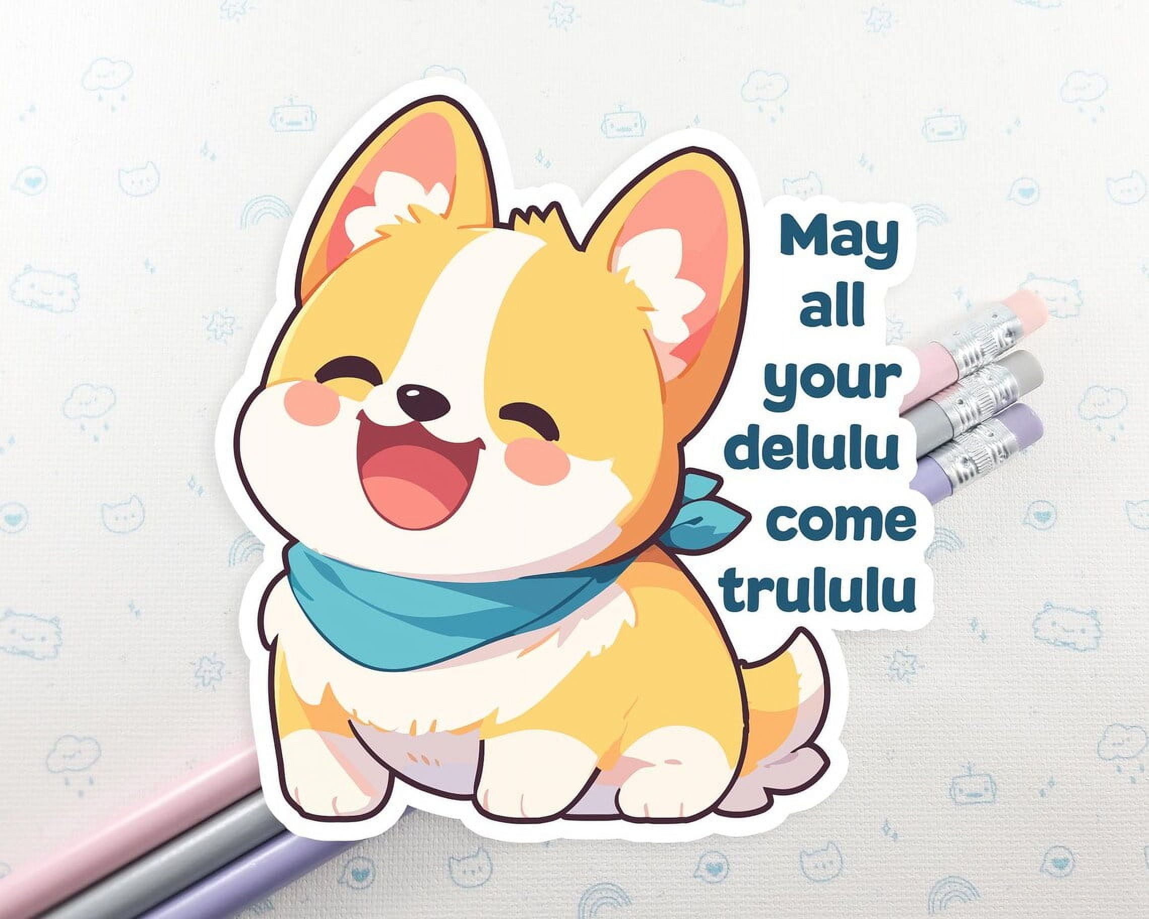 Maneki Dog Delulu Er Waterproof Vinyl, Phone Decal Water Bottle ...