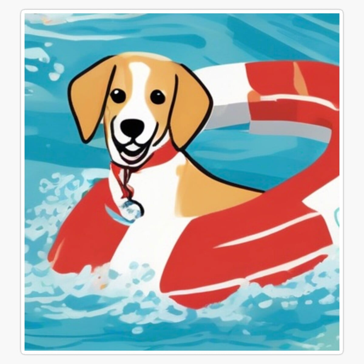Maneki Dog In A Life Preserver Er, Phone Decal Water Bottle Stickers ...
