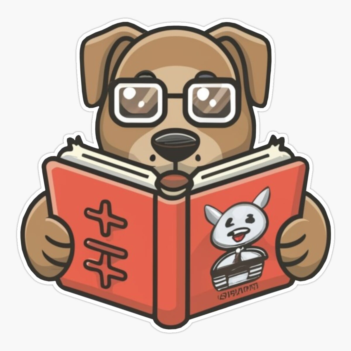 Maneki Dog Reading Sticker, Phone Decal Water Bottle Stickers Car ...