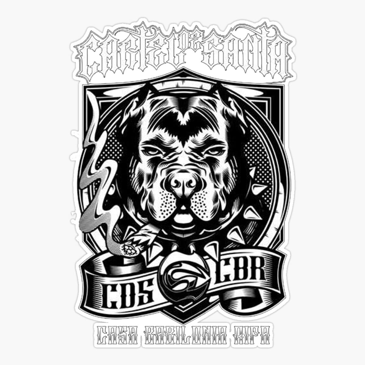 Maneki Dog Rom Cartel De Santa Rapper Mexican Sticker, Phone Decal ...