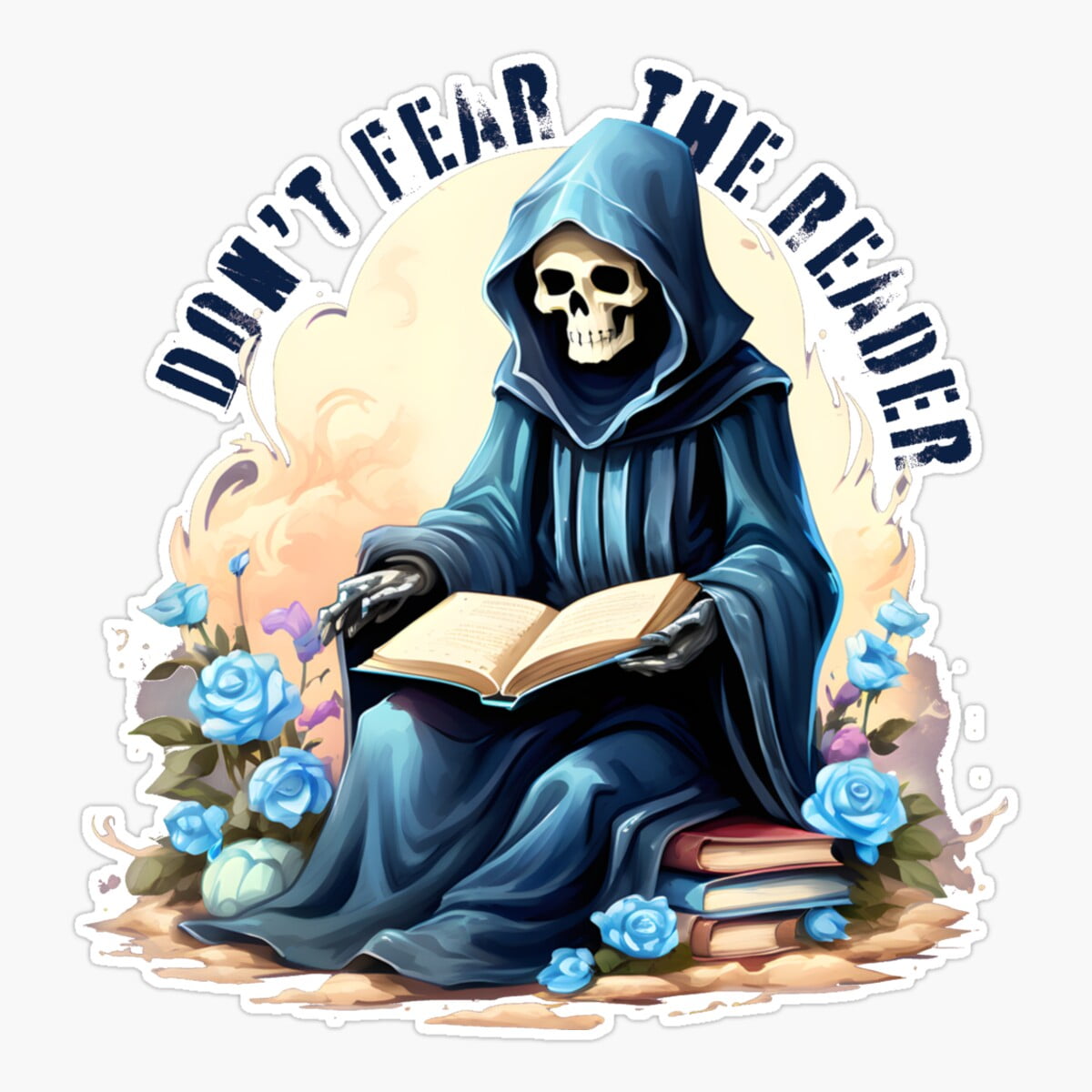 Maneki Don'T Ear The Reader Grim Reaper Sticker, Phone Decal Water ...