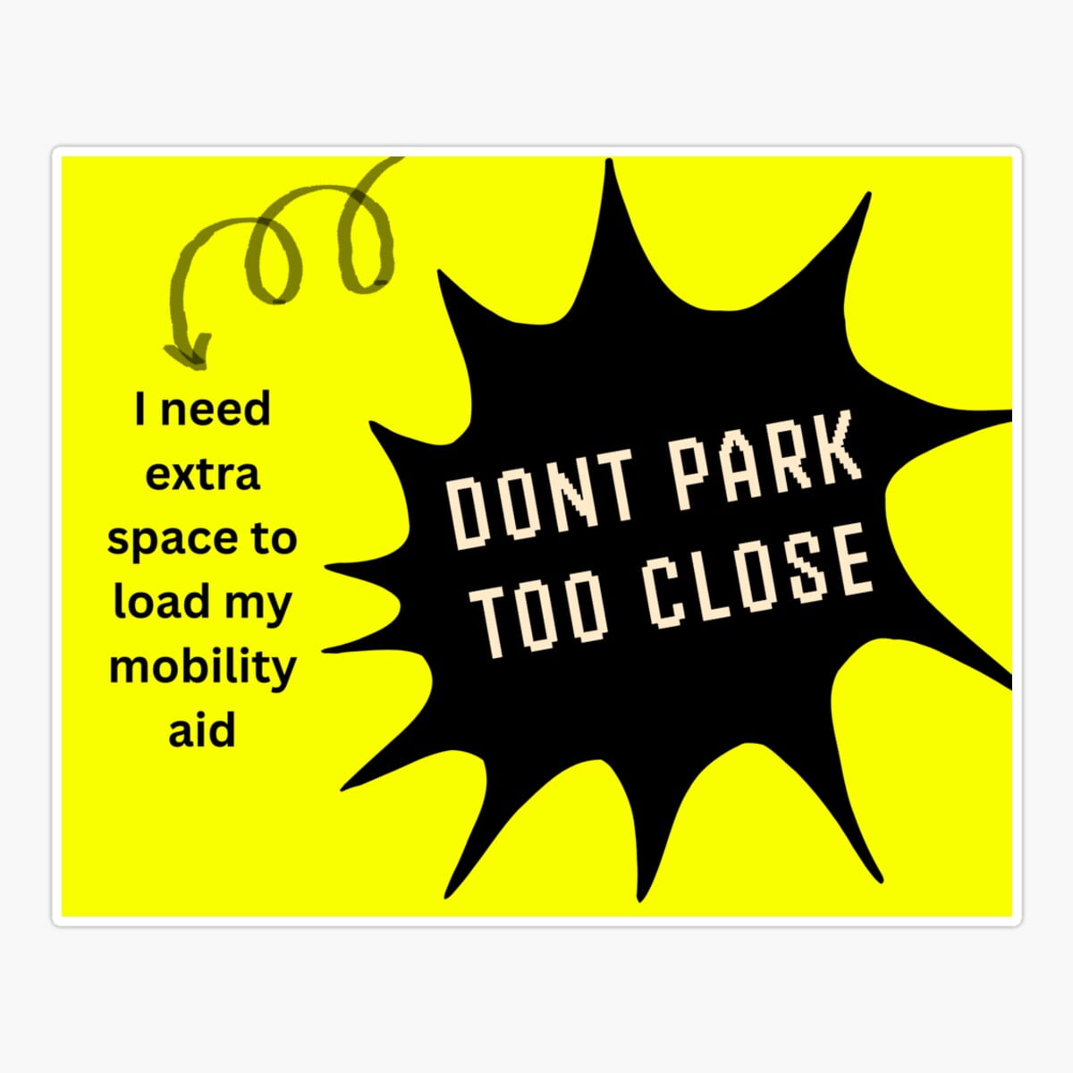 Maneki Don'T Park Too Close - Funky (Black/Yellow) Er, Phone Decal ...