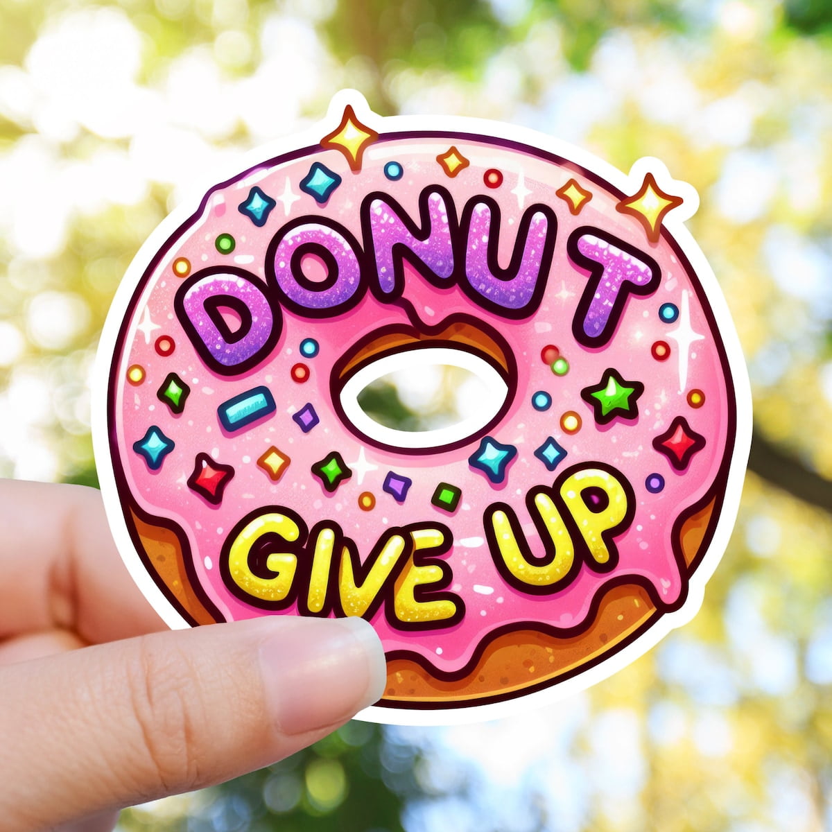 Maneki Dont Give Up Sticker, Cute Motivational Sticker, Gift, Donut ...