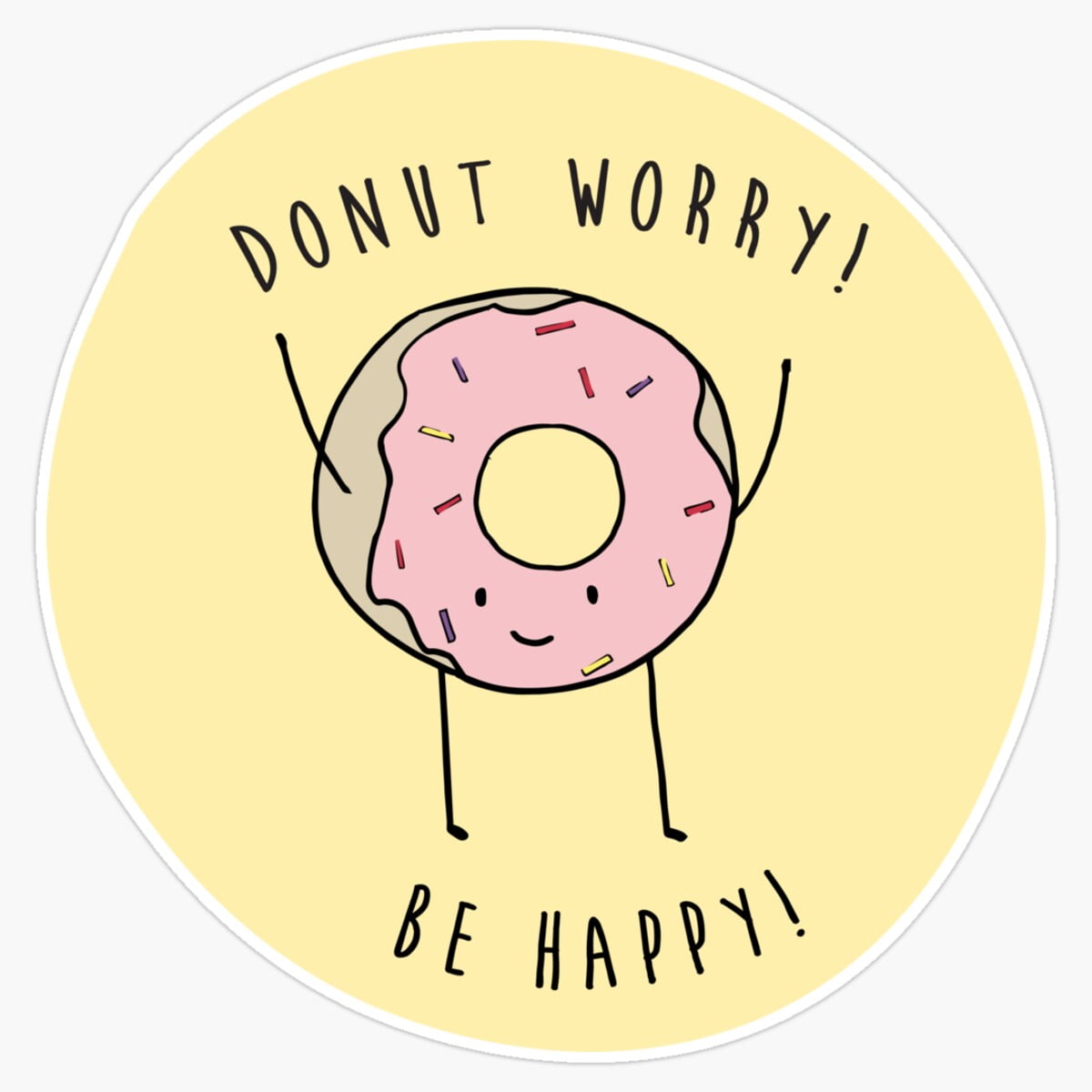 Maneki Donut Worry! Be Happy! Er, Phone Decal Water Bottle Stickers Car ...