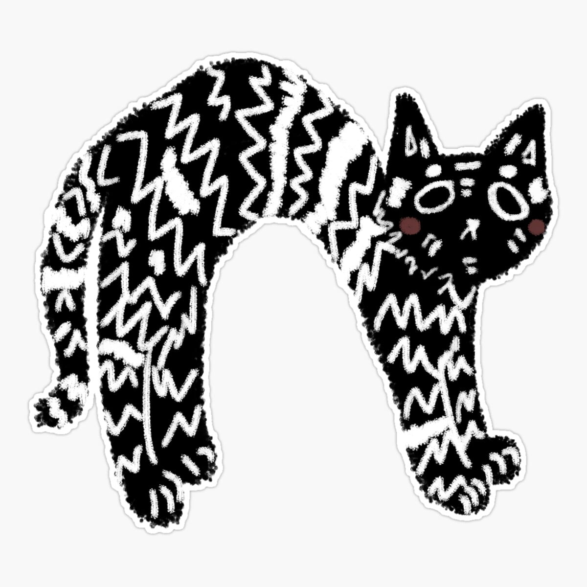 Maneki Doodles The Cat - Scaredy Cat Sticker, Phone Decal Water Bottle ...