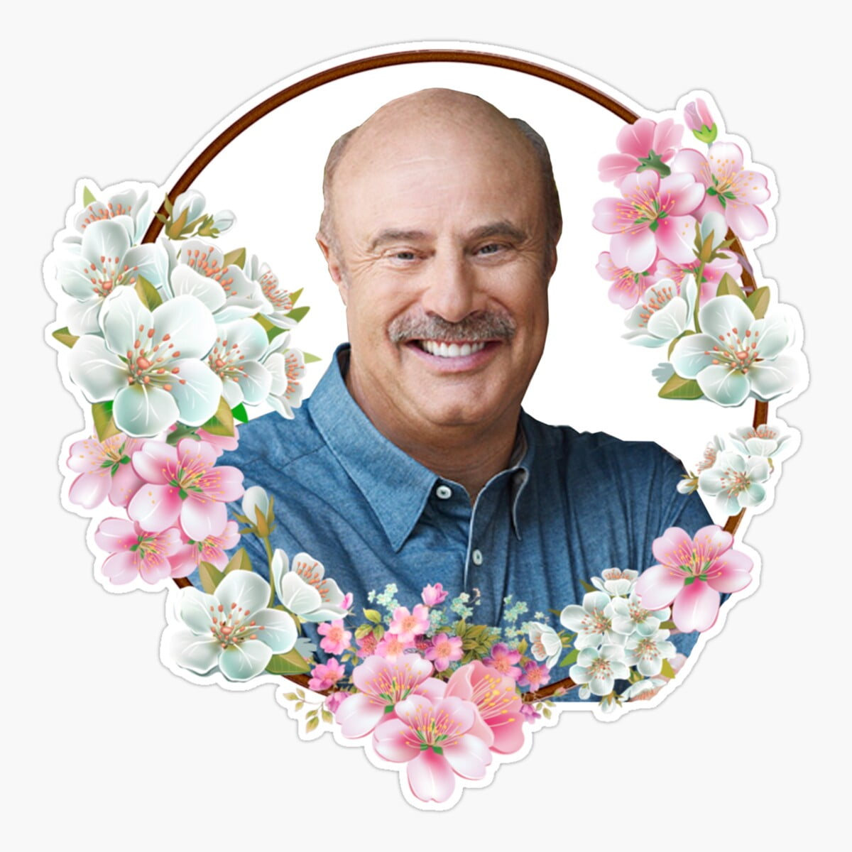 Maneki Dr. Phil - Blue Flower Frame Er, Phone Decal Water Bottle ...