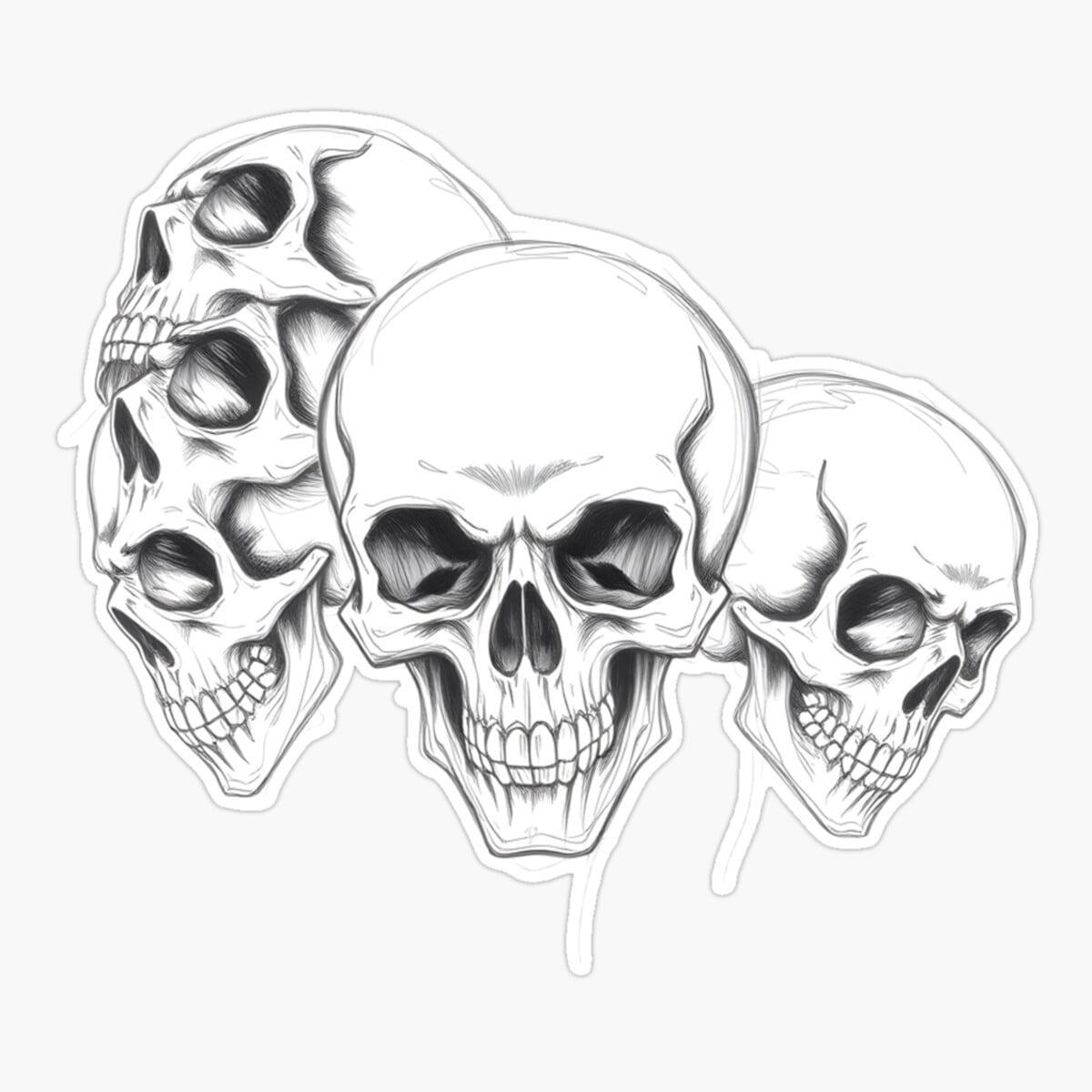 Maneki Drawing O Skulls In Pencil Er, Phone Decal Water Bottle Stickers ...