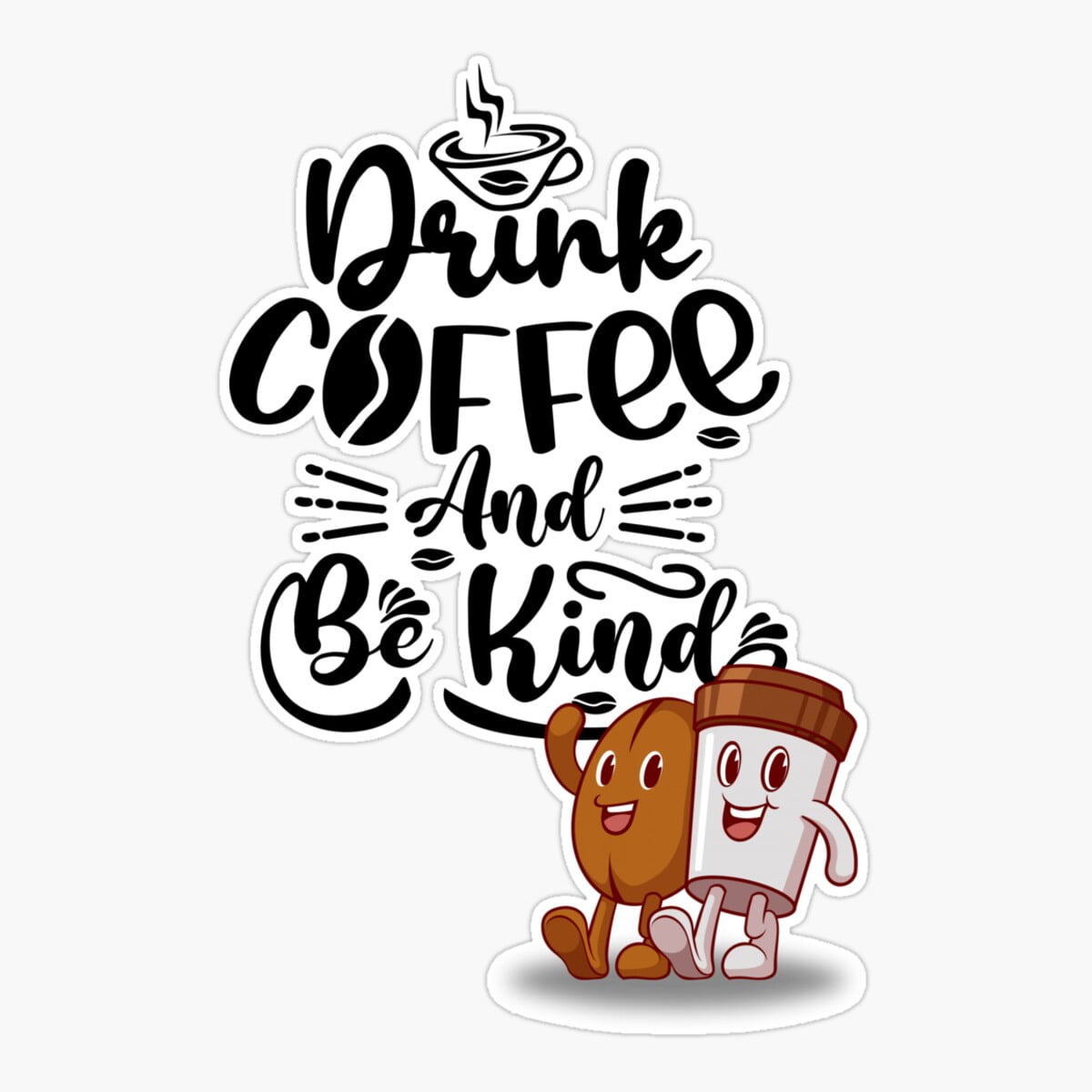 Maneki Drink Coffee And Be Kind Er, Phone Decal Water Bottle Stickers ...