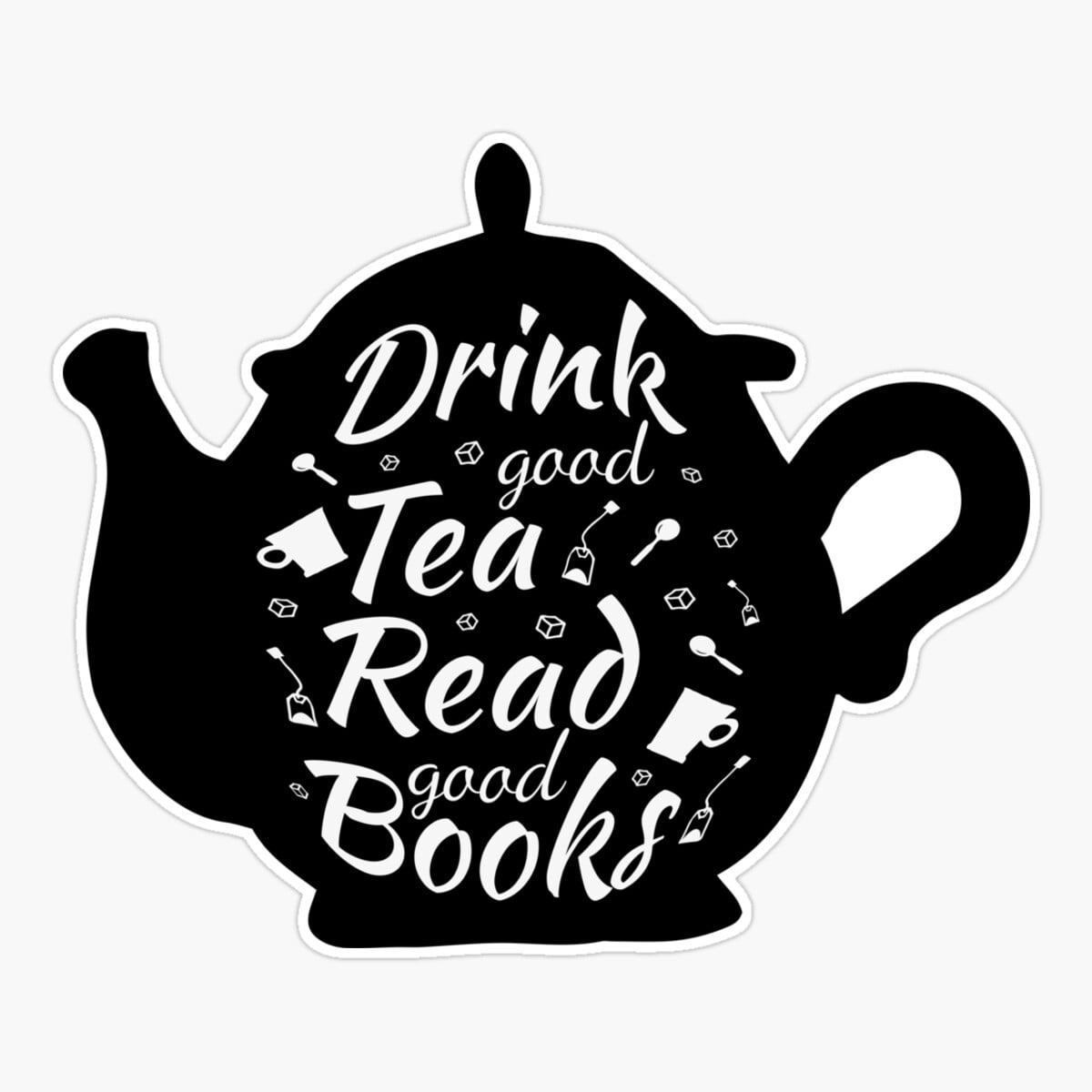 Maneki Drink Good Tea Read Good Books Sticker, Phone Decal Water Bottle ...