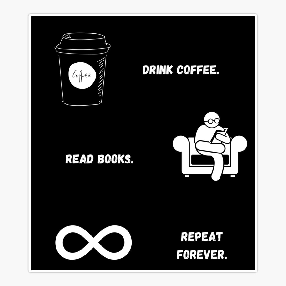 Maneki Drink, Read, Repeat Sticker, Phone Decal Water Bottle Stickers ...