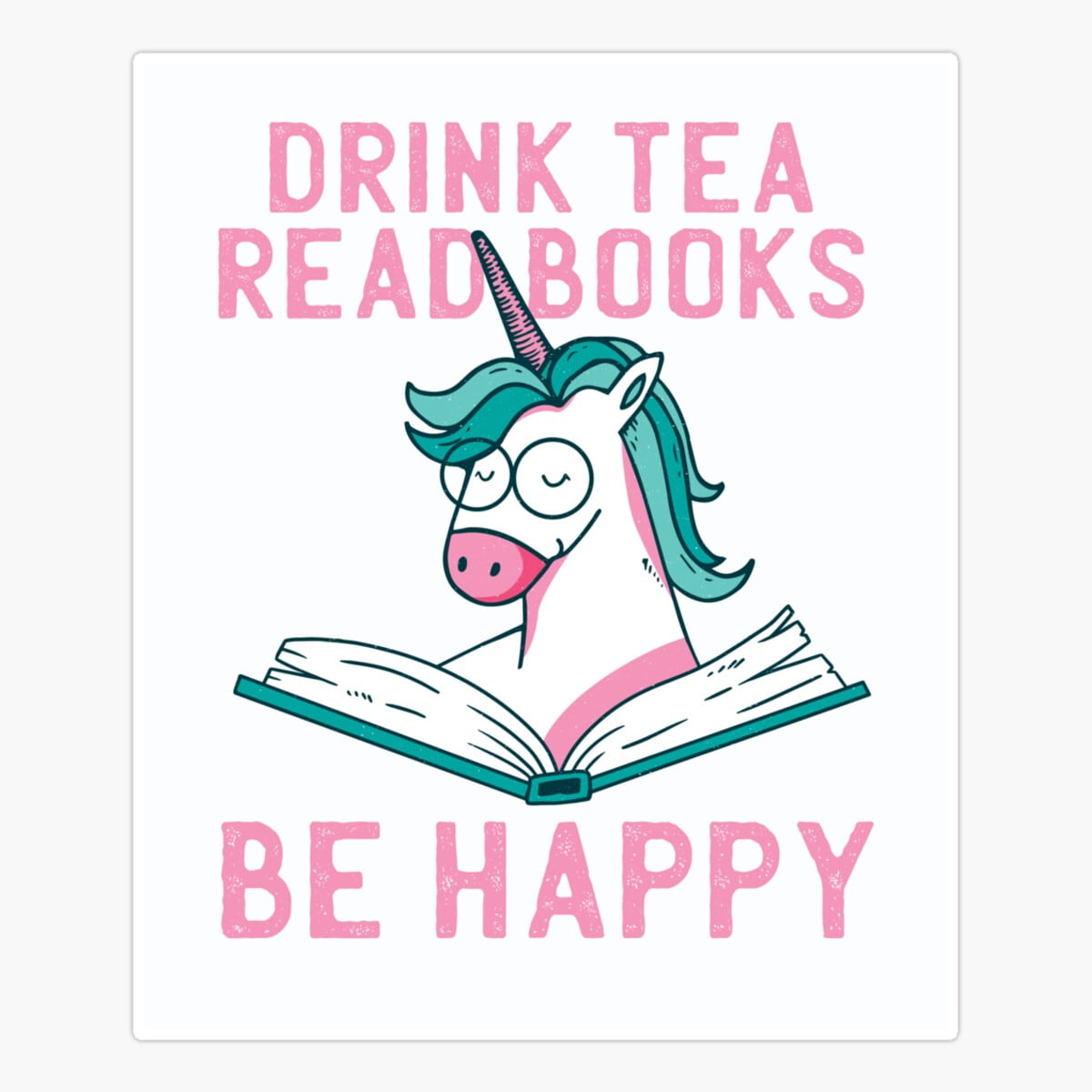 Maneki Drink Tea, Read Books, Be Happy Sticker, Phone Decal Water ...