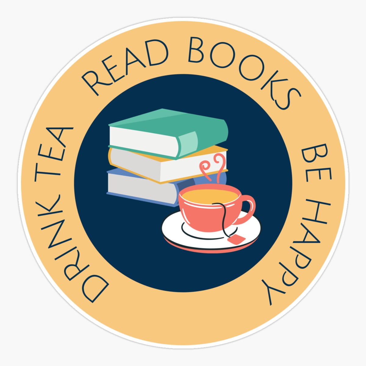 Maneki Drink Tea, Read Books, Be Happy - Er For Tea Lovers And Book ...