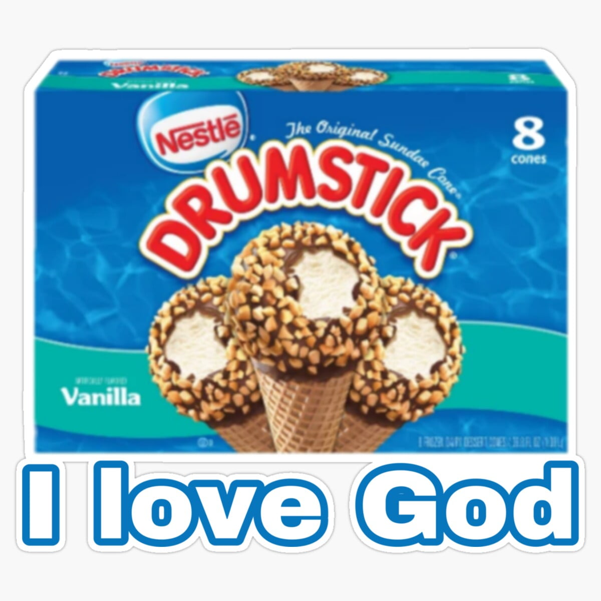 Maneki Drums Ice Cream I Love God Er, Phone Decal Water Bottle Stickers ...
