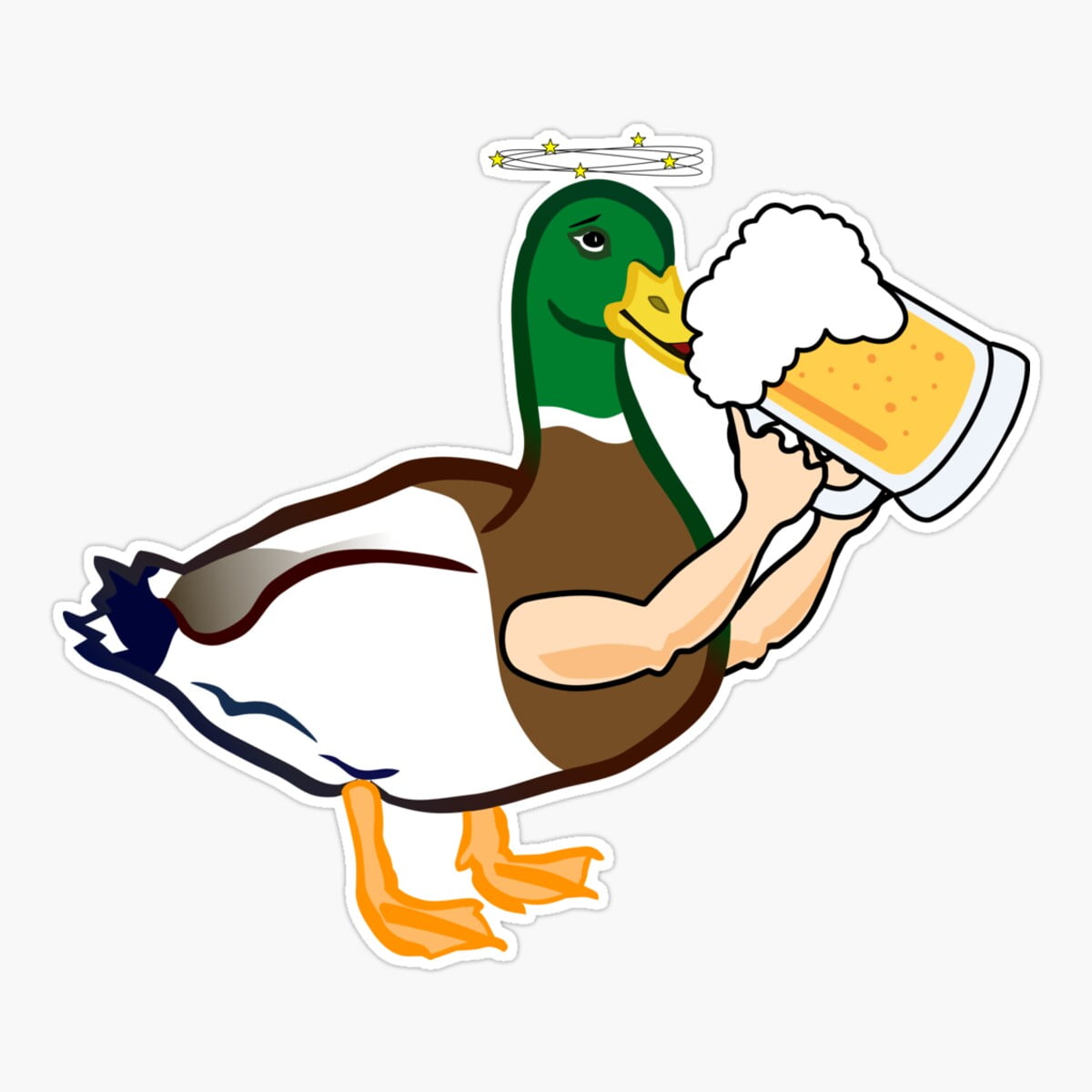 Maneki Drunk Duck With Beer Er, Phone Decal Water Bottle Stickers Car ...