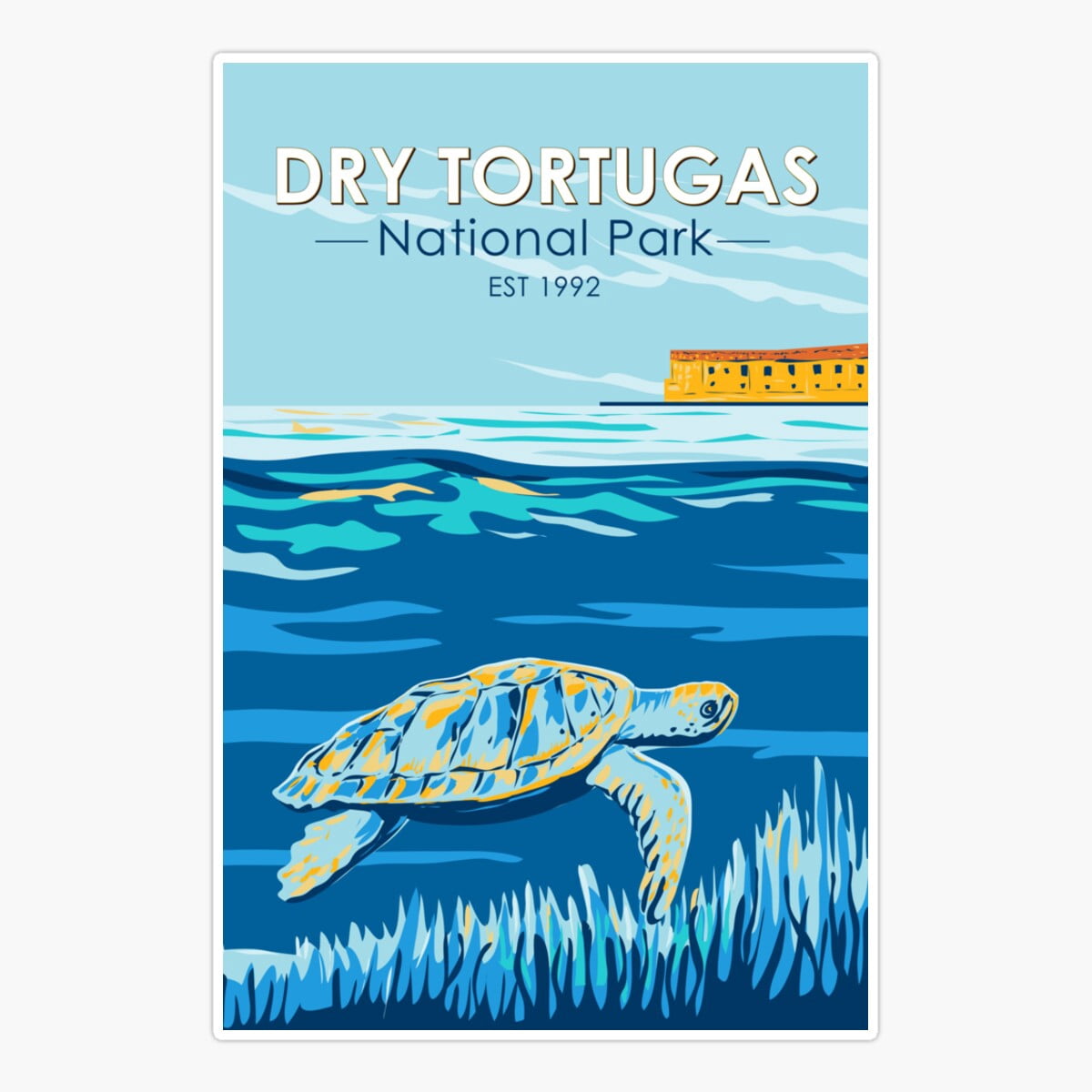 Maneki Dry Tortugas National Park Turtle Vintage Sticker, Phone Decal ...