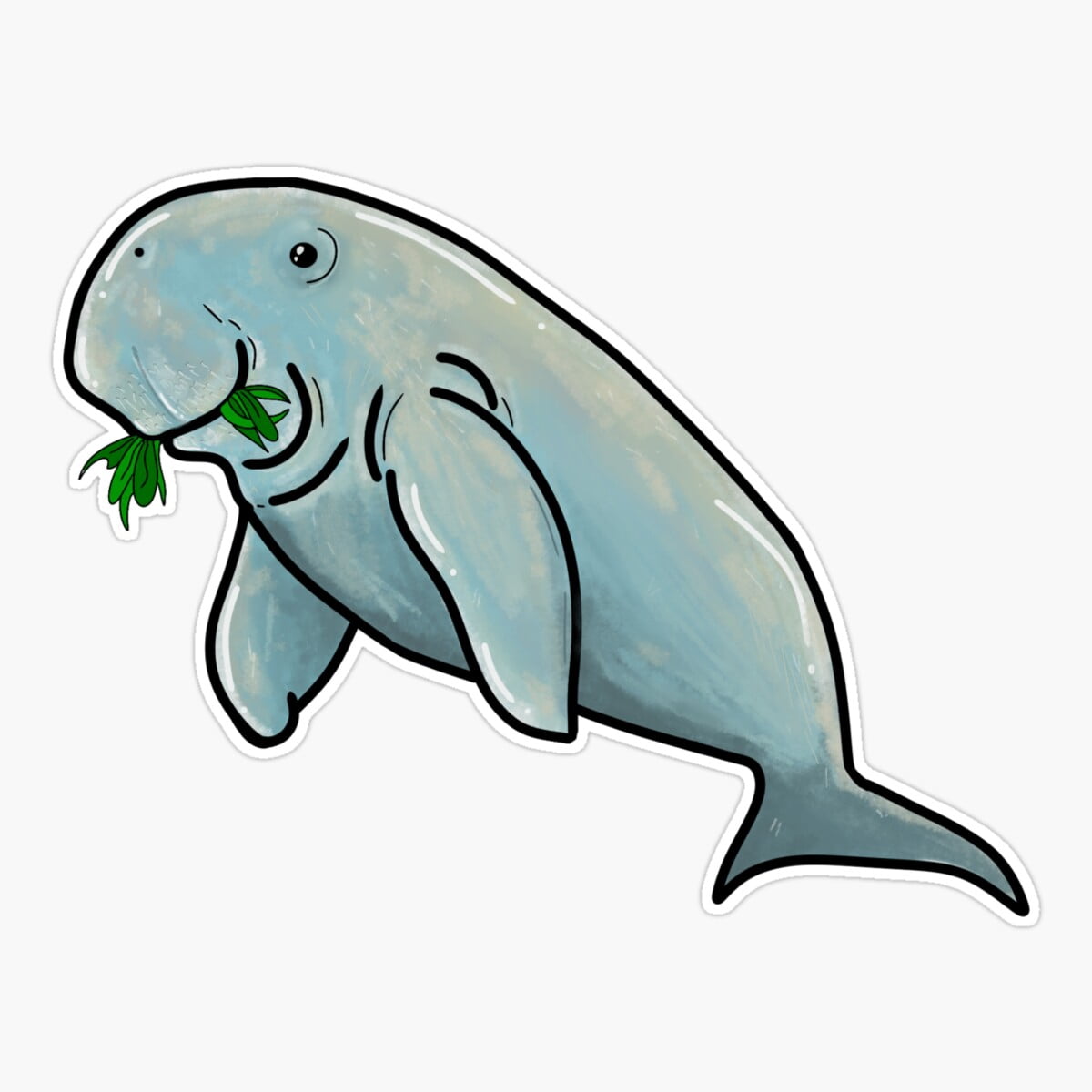 Maneki Dugong With Sea Gr Sticker, Phone Decal Water Bottle Stickers ...
