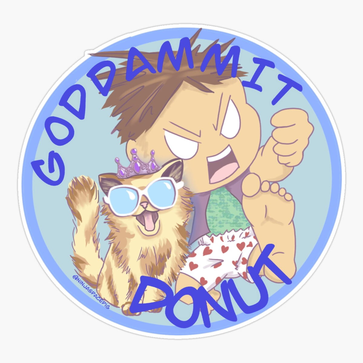 Maneki Dungeon Crawler Carl - Goddammit Donut Sticker, Phone Decal ...