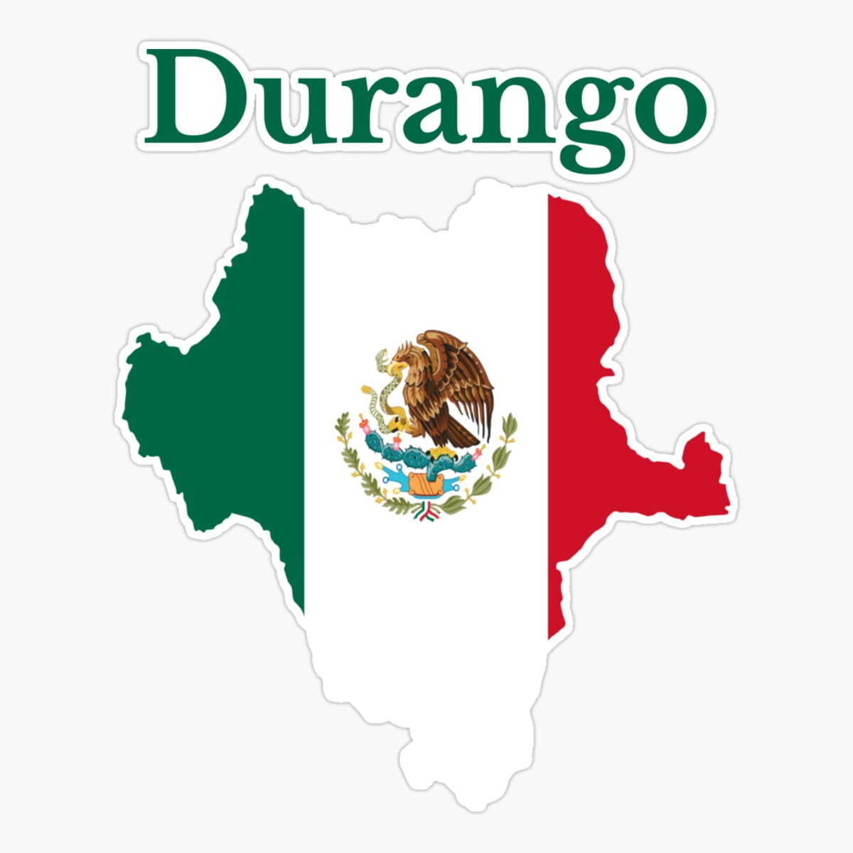 Maneki Durango State Map, Mexico Sticker, Phone Decal Water Bottle ...