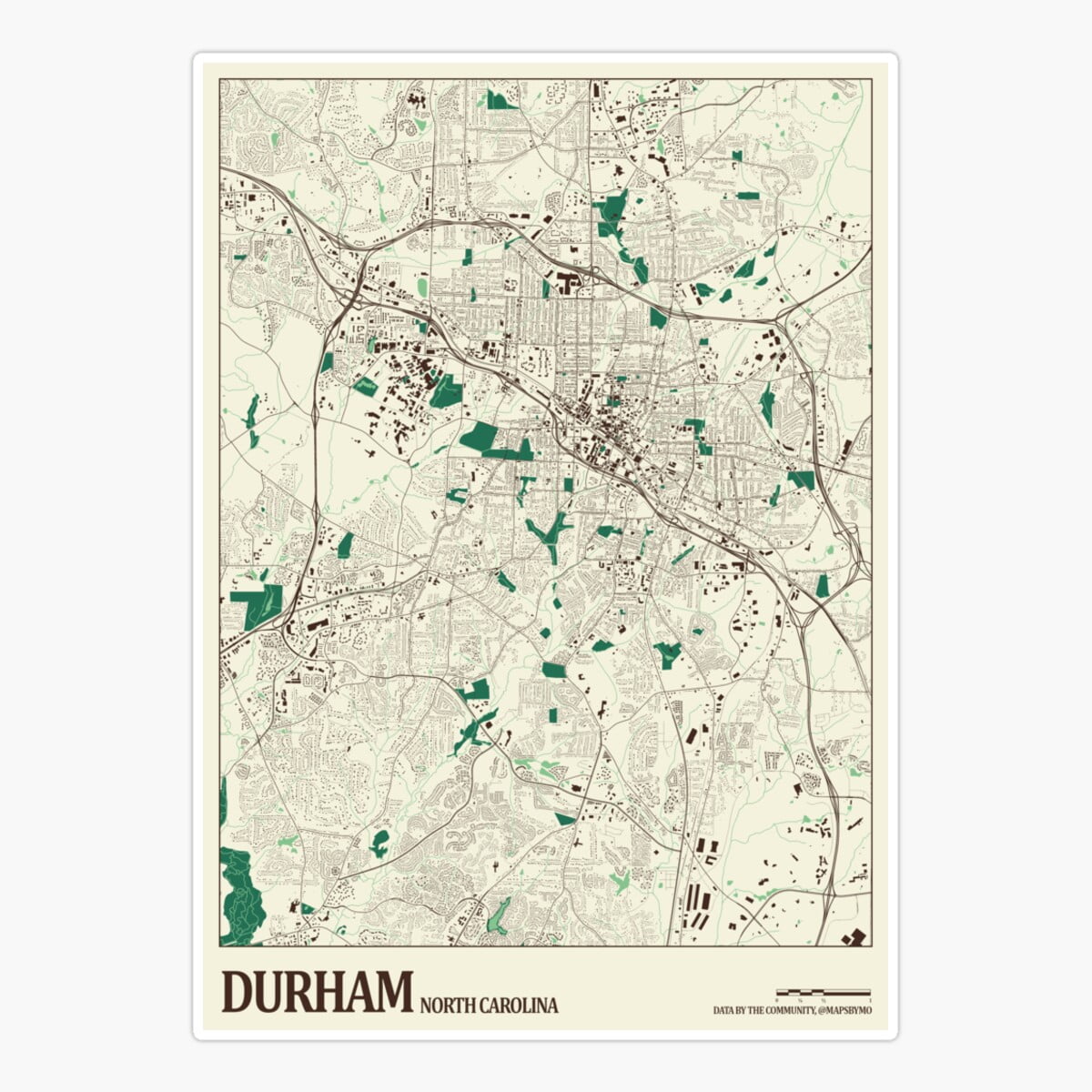 Maneki Durham Street Map Sticker, Phone Decal Water Bottle Stickers Car ...